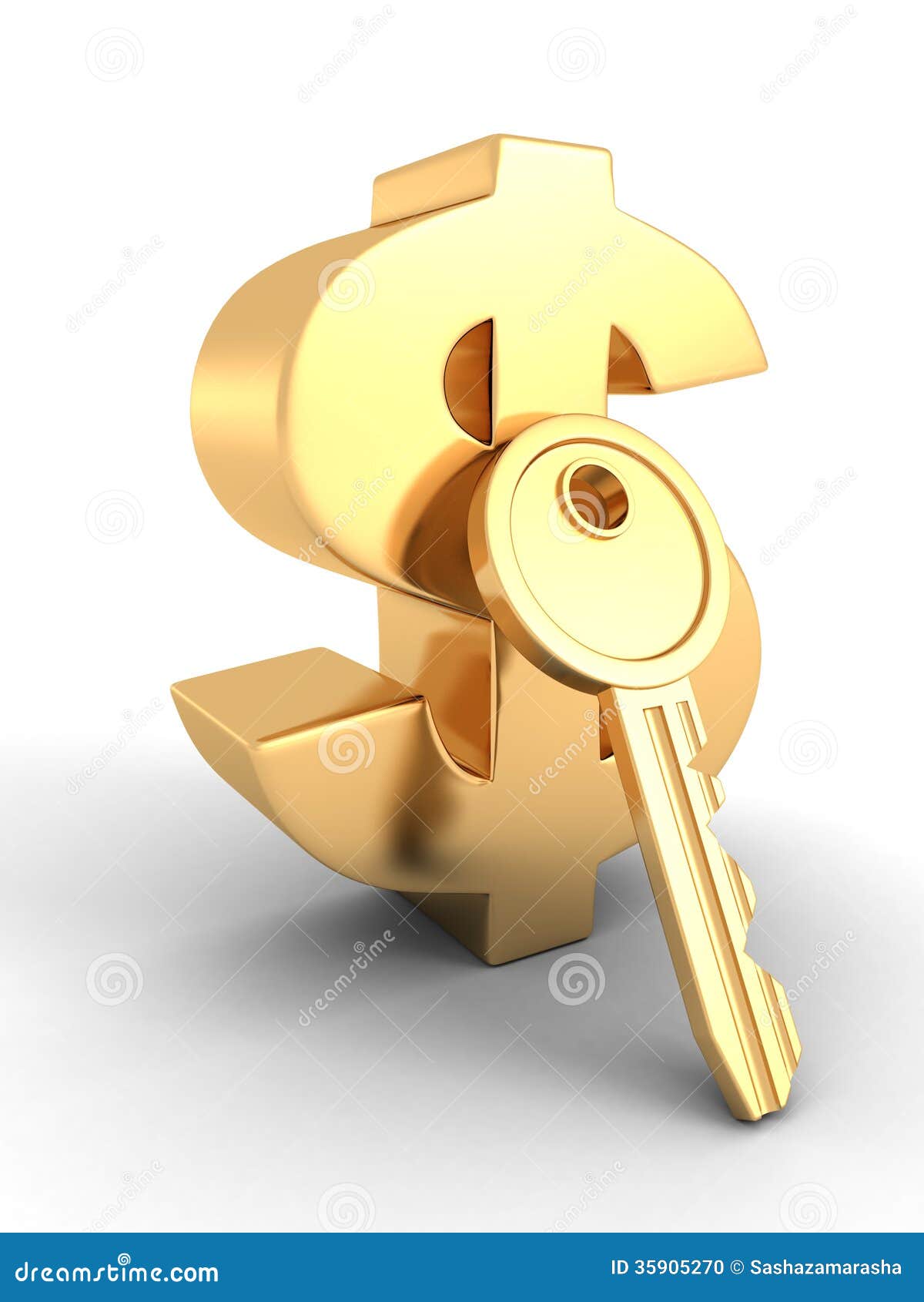 Golden Yale Key With Dollar Sign Stock Photo | CartoonDealer.com #30212922