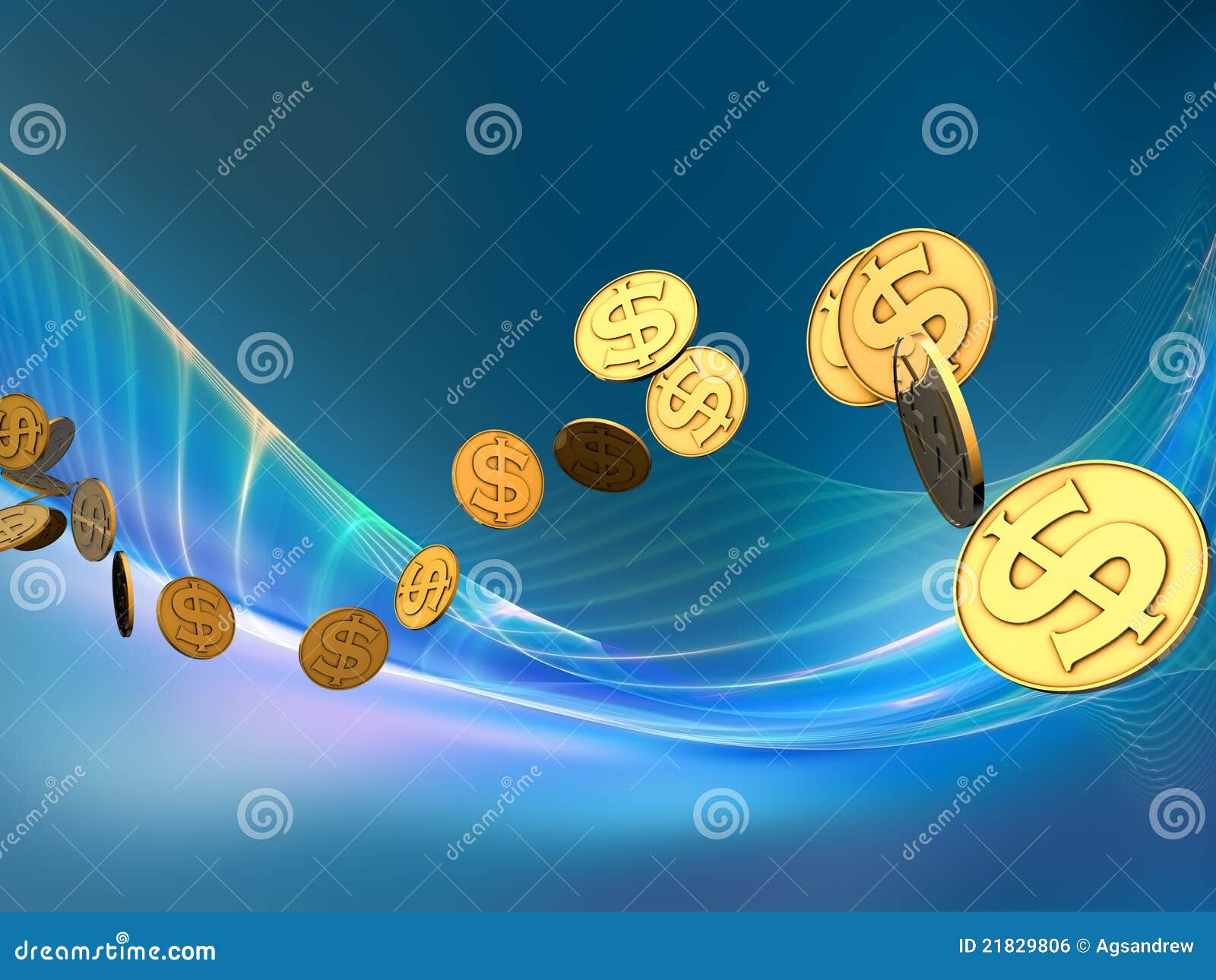 Golden Dollar Wave stock illustration. Illustration of loan - 21829806