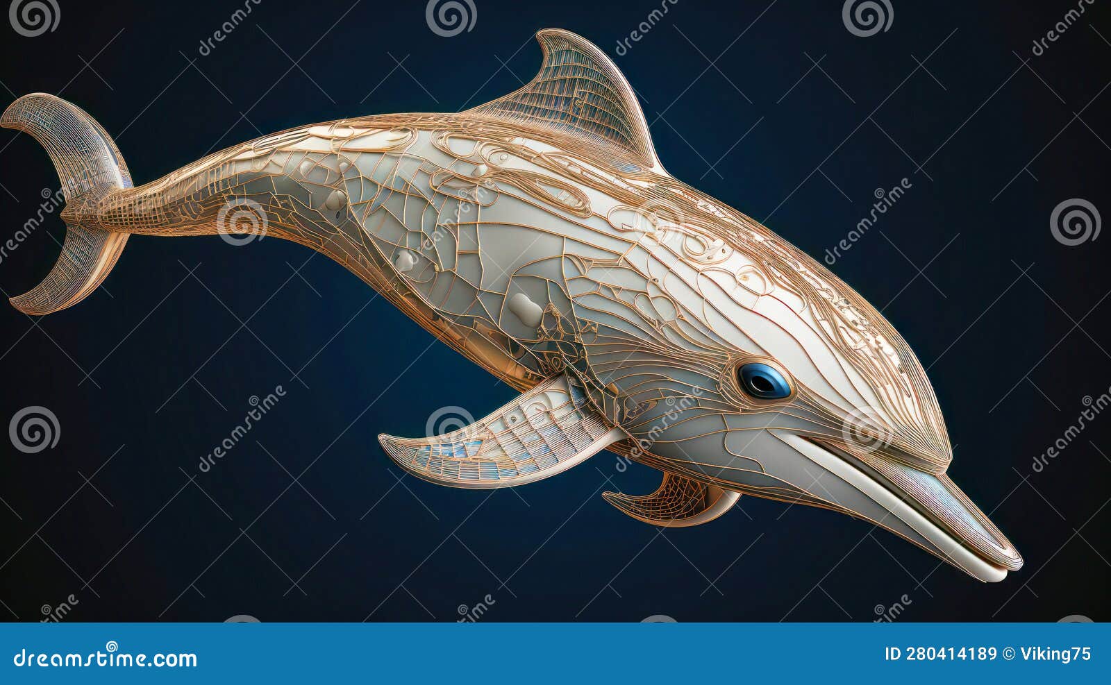 Set Golden Dolphin Sign Icon On Black Background. Gold Vector Clipart ...