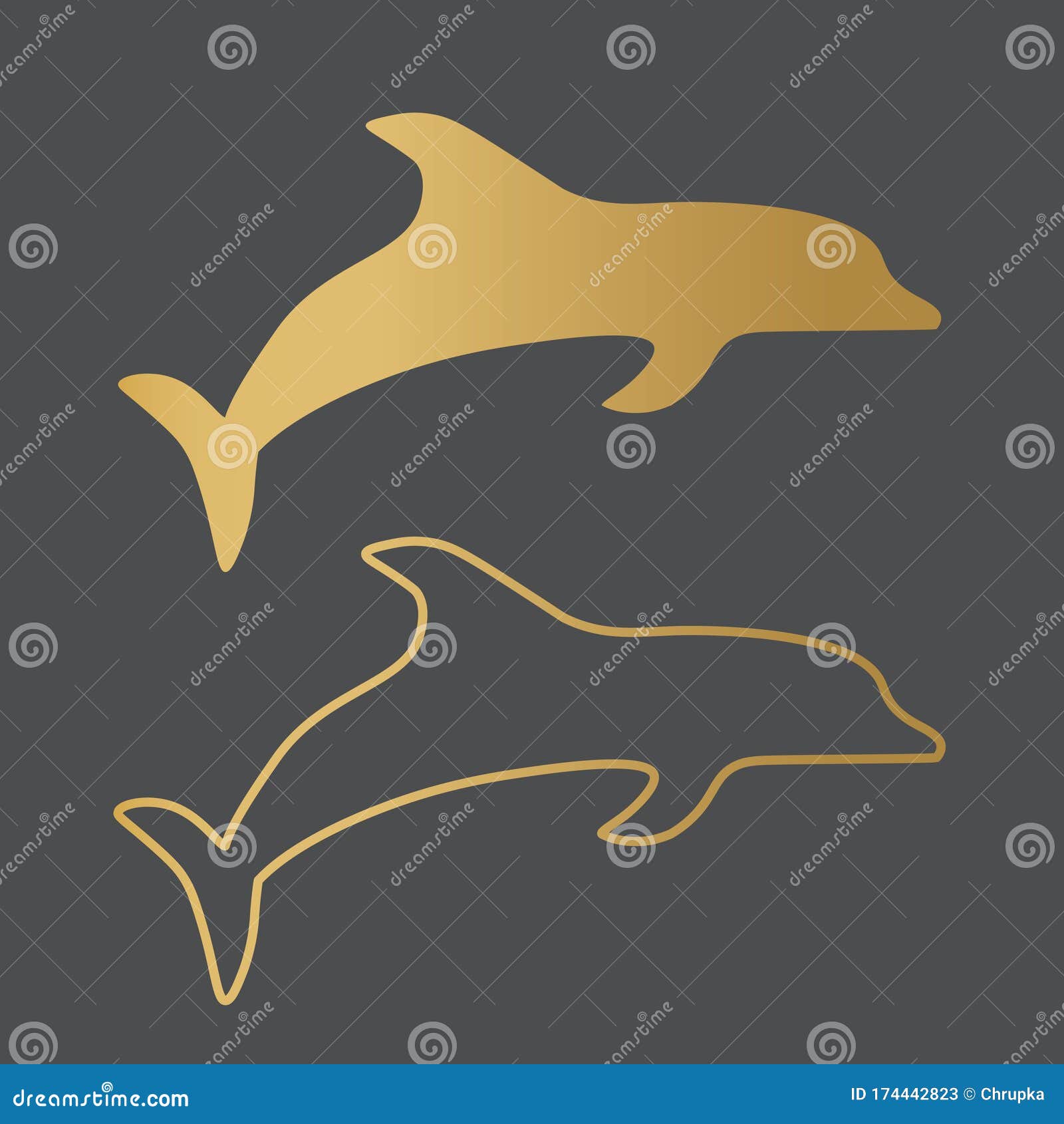 Golden dolphin icon stock vector. Illustration of cartoon - 174442823