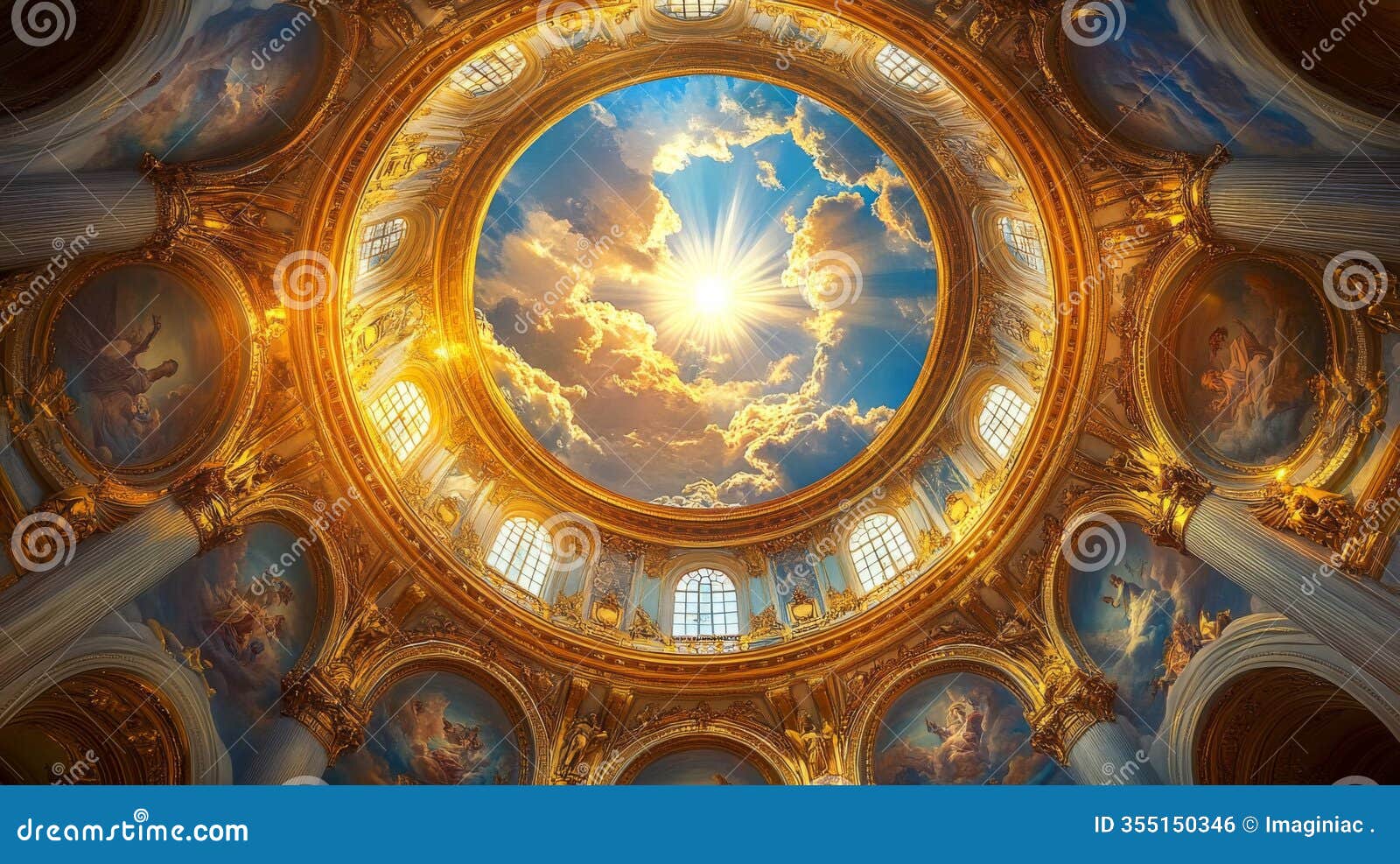 Golden Dome Celestial Artwork Interior Design Stock Illustration ...