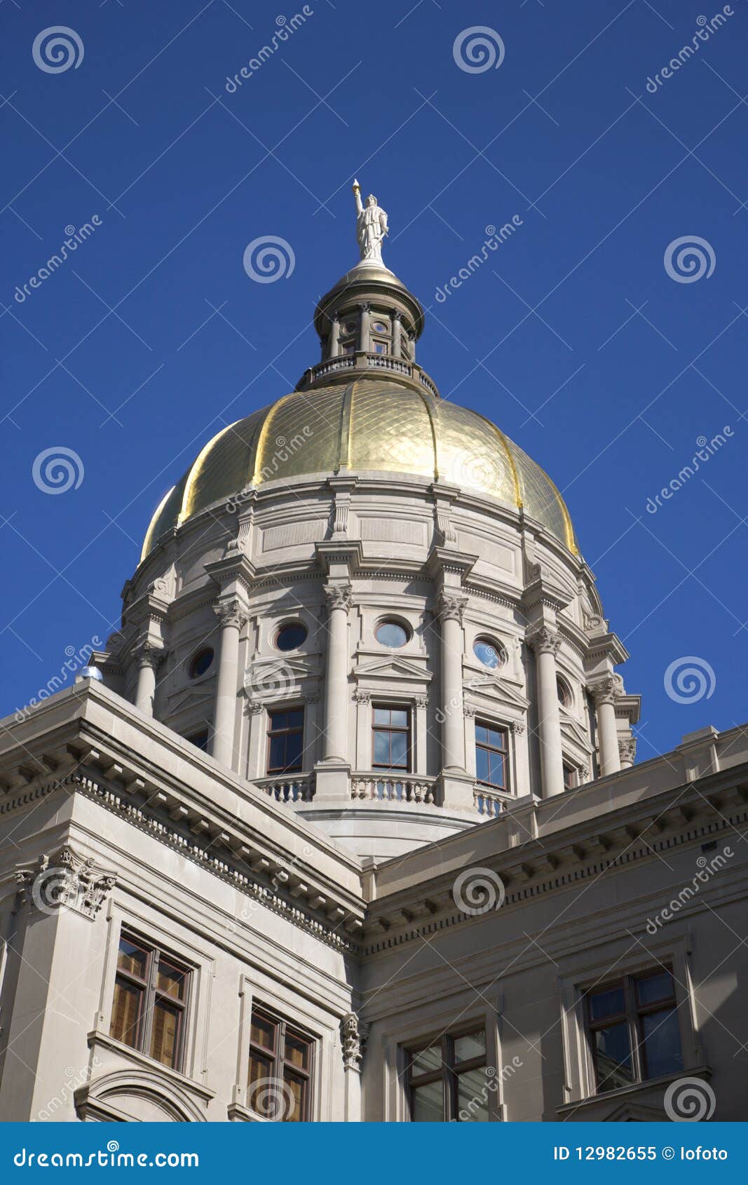 Golden Dome of a State Capitol Building Stock Image - Image of ...