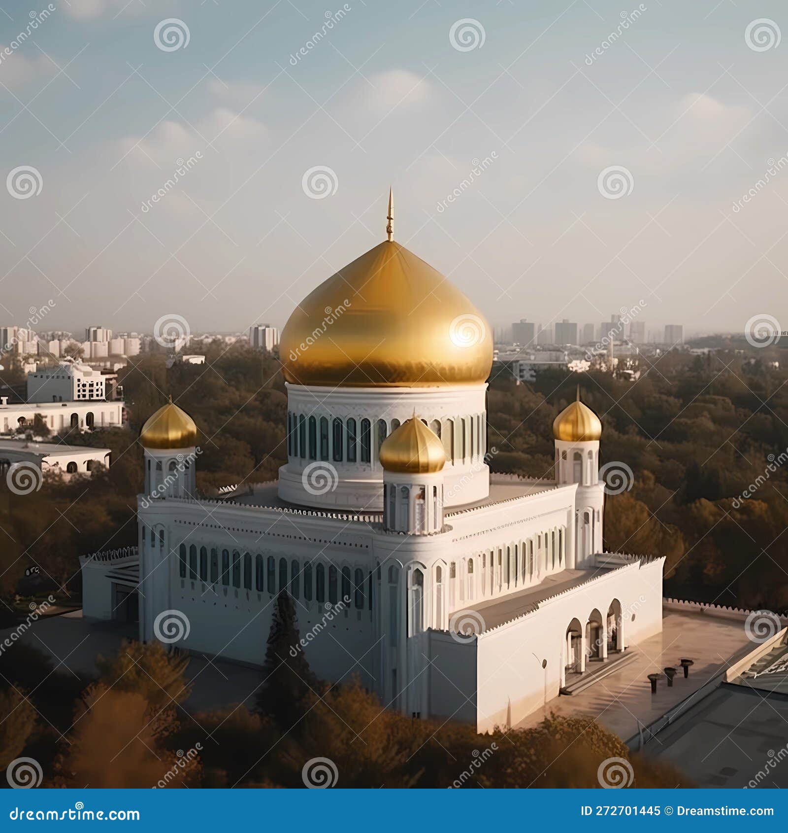 Golden domed mosque stock illustration. Illustration of quail - 272701445