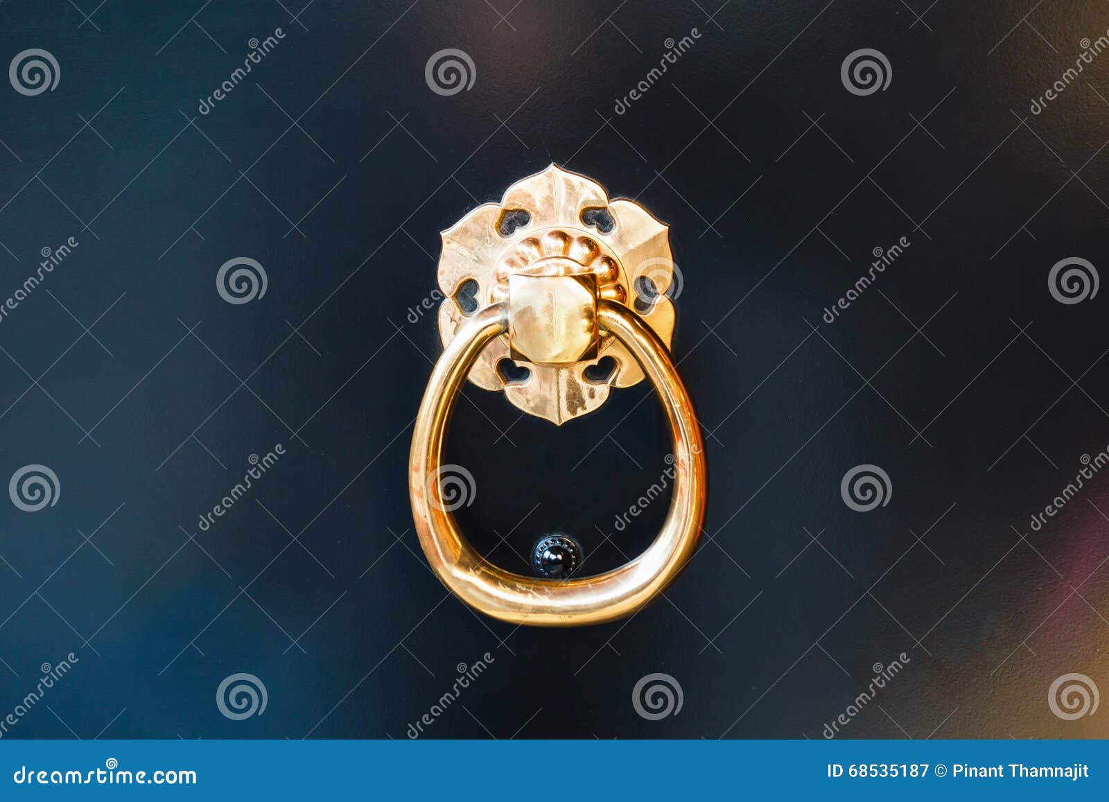 Golden door knocker. stock image. Image of brass, knob - 68535187
