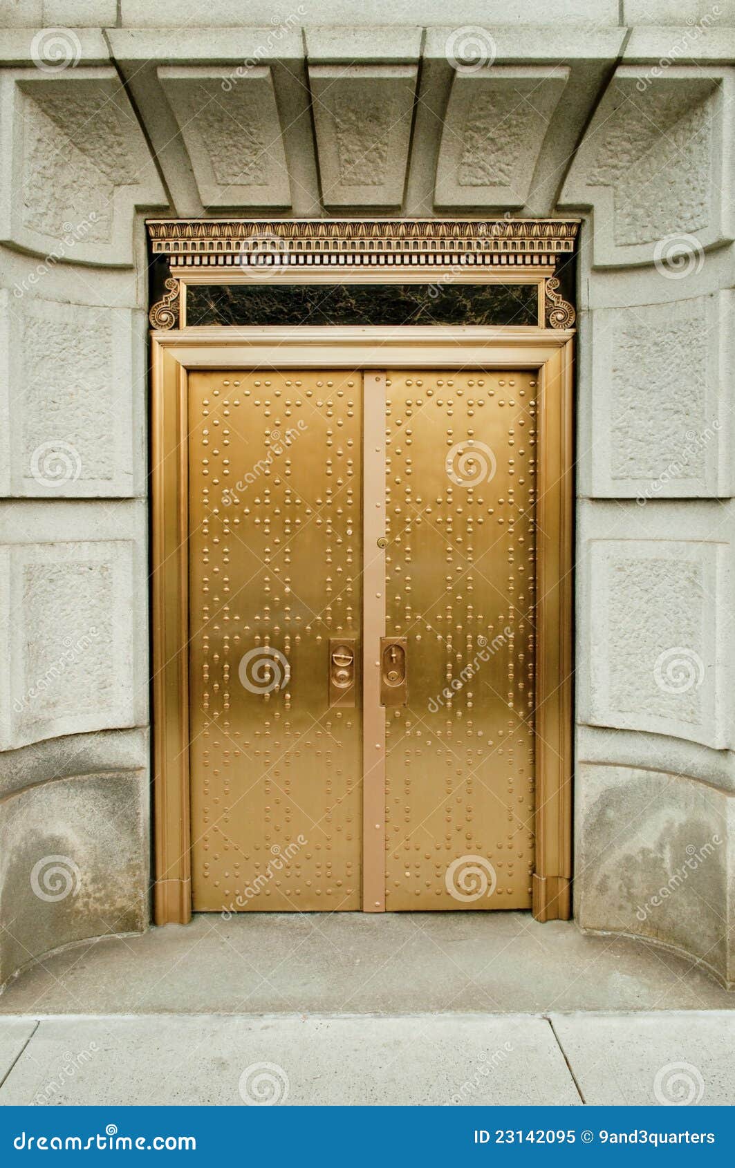 Golden doors stock image. Image of metallic, security - 23142095