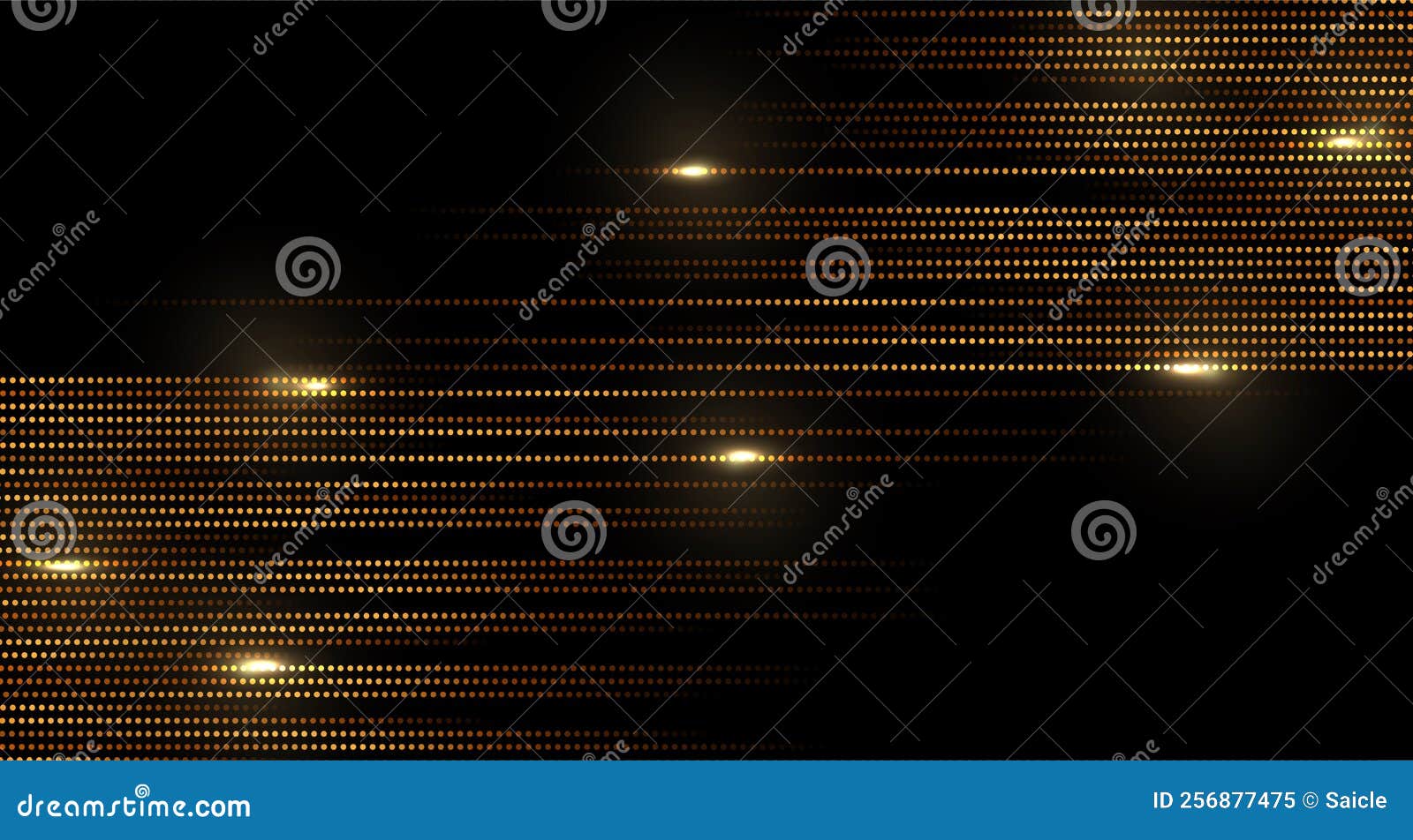 Golden Dotted Lines with Glowing Lights Abstract Tech Background Stock ...