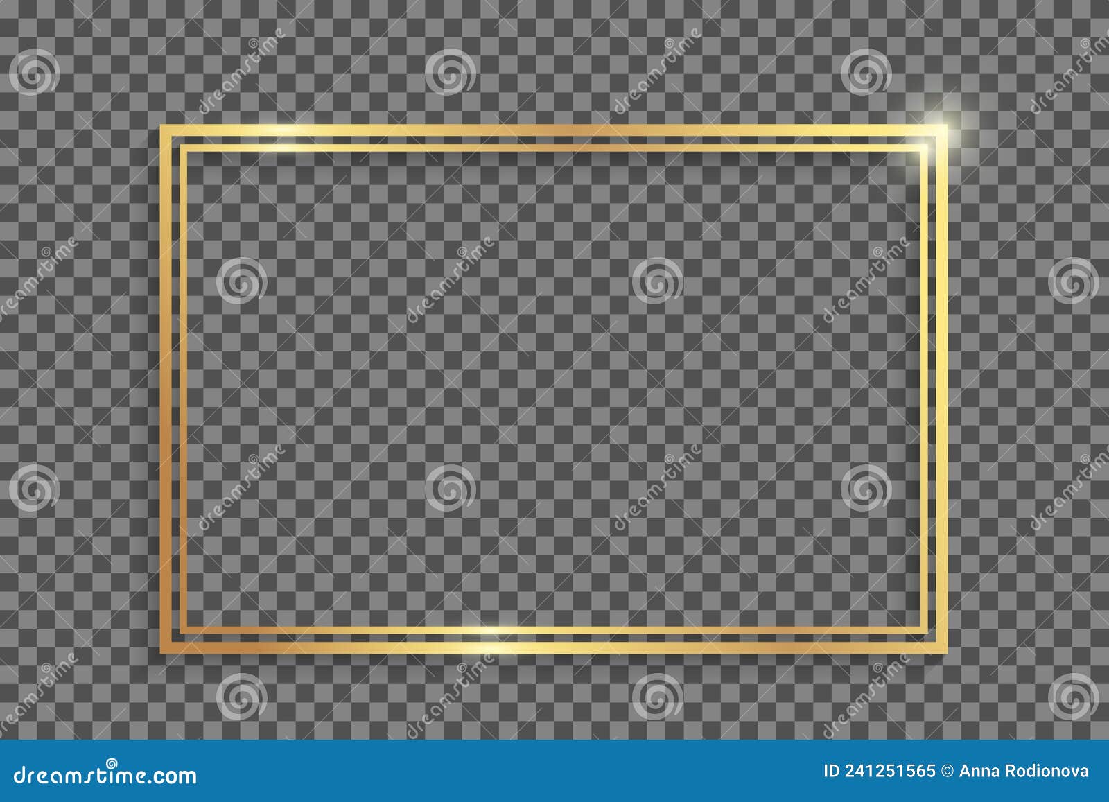 Golden Double Frame Elements. Gold Angles Border On Transparent ...