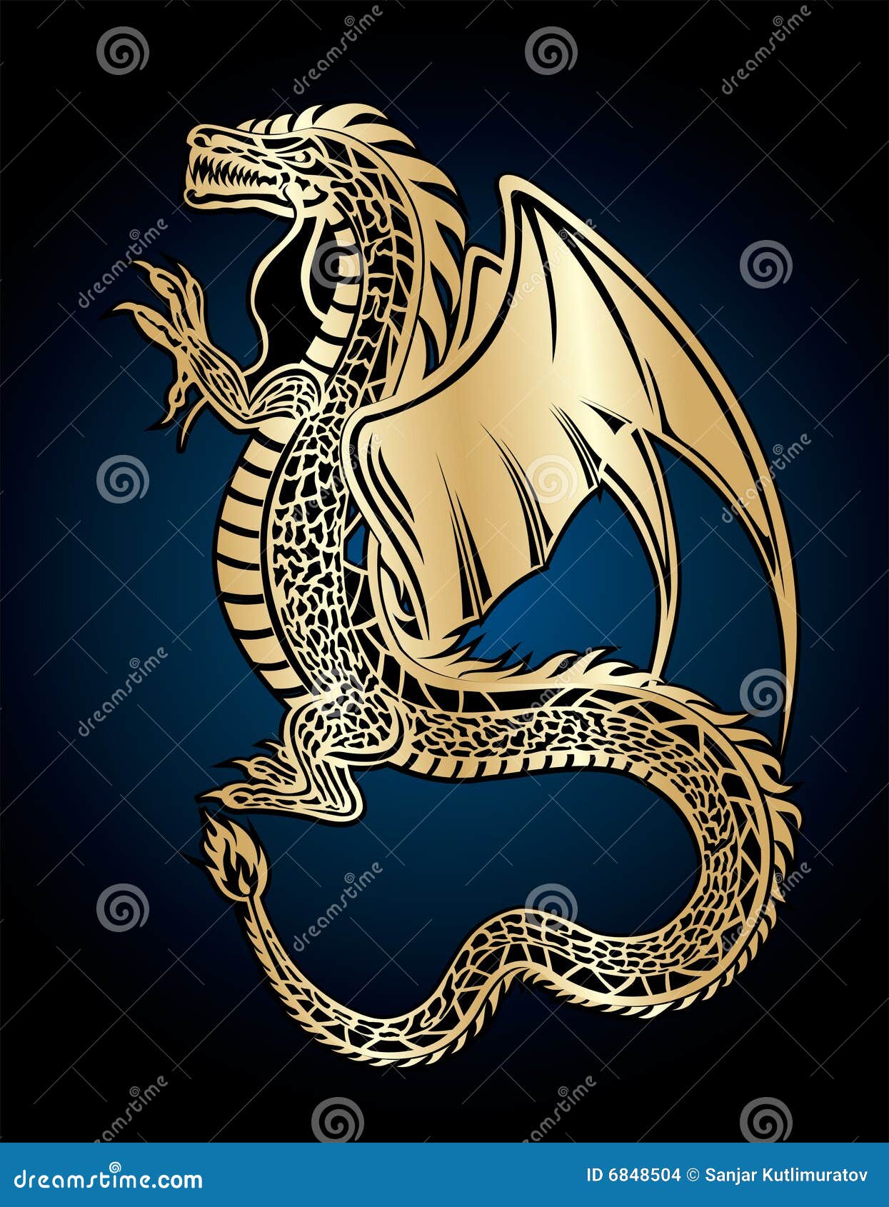 Golden dragon stock vector. Illustration of serpent, eastern - 6848504