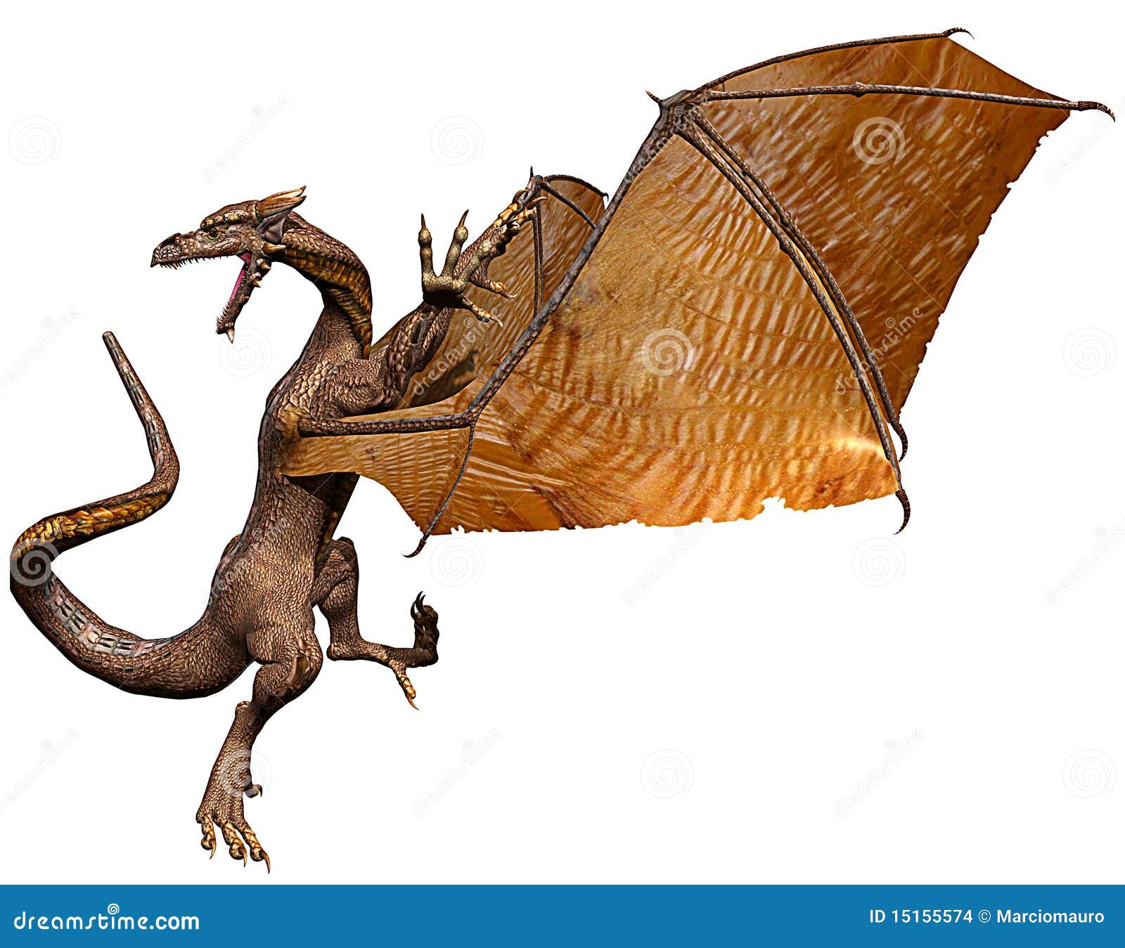 Golden Dragon Being Attacked from Behind Stock Illustration ...