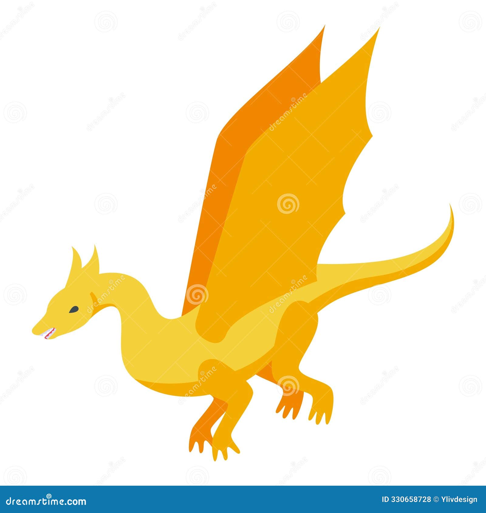 Golden Dragon Flying Spreading Its Wings Stock Illustration ...
