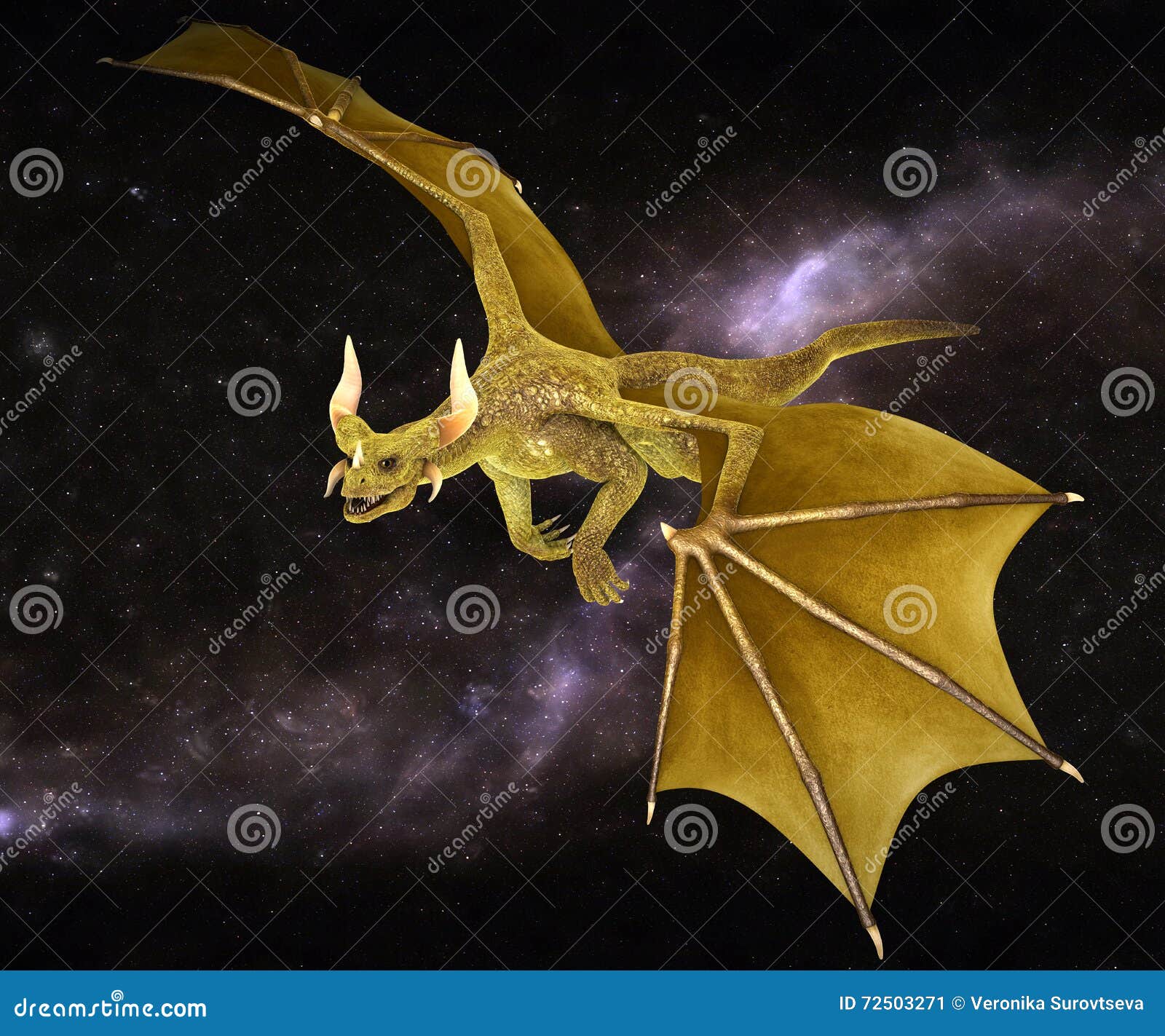 A Dragon Flying In The Sky Vector Drawing | CartoonDealer.com #123645324