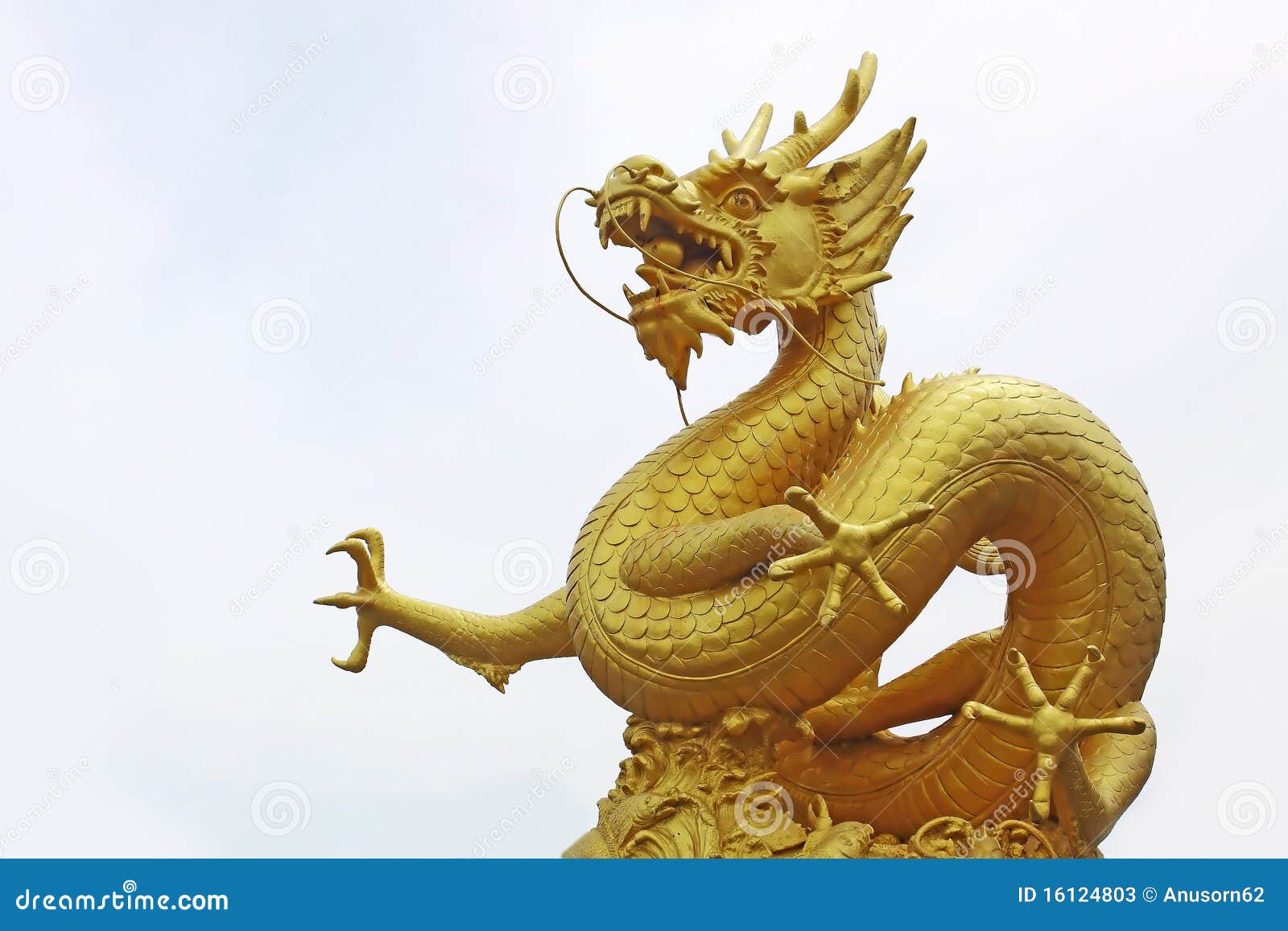Golden dragon statue stock image. Image of rest, religious - 16124803