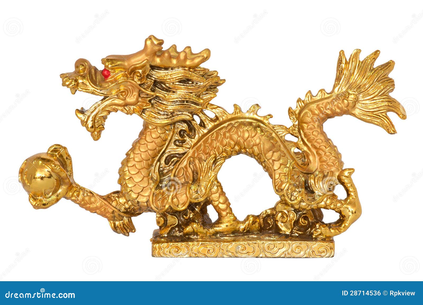 Golden Dragon Statue on White Background Stock Photo - Image of ...