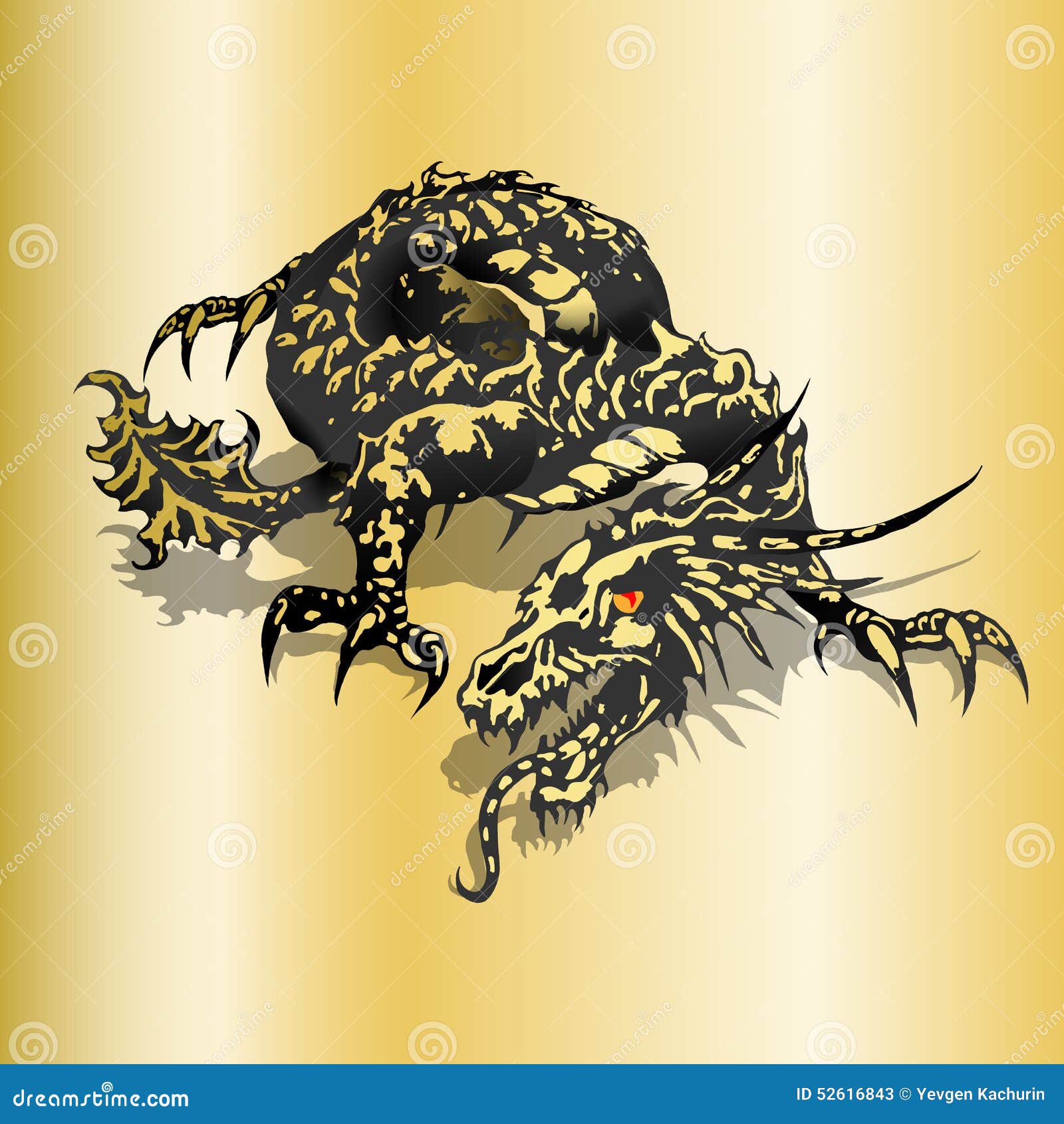 Golden Dragon stock vector. Illustration of symbol, decoration - 52616843