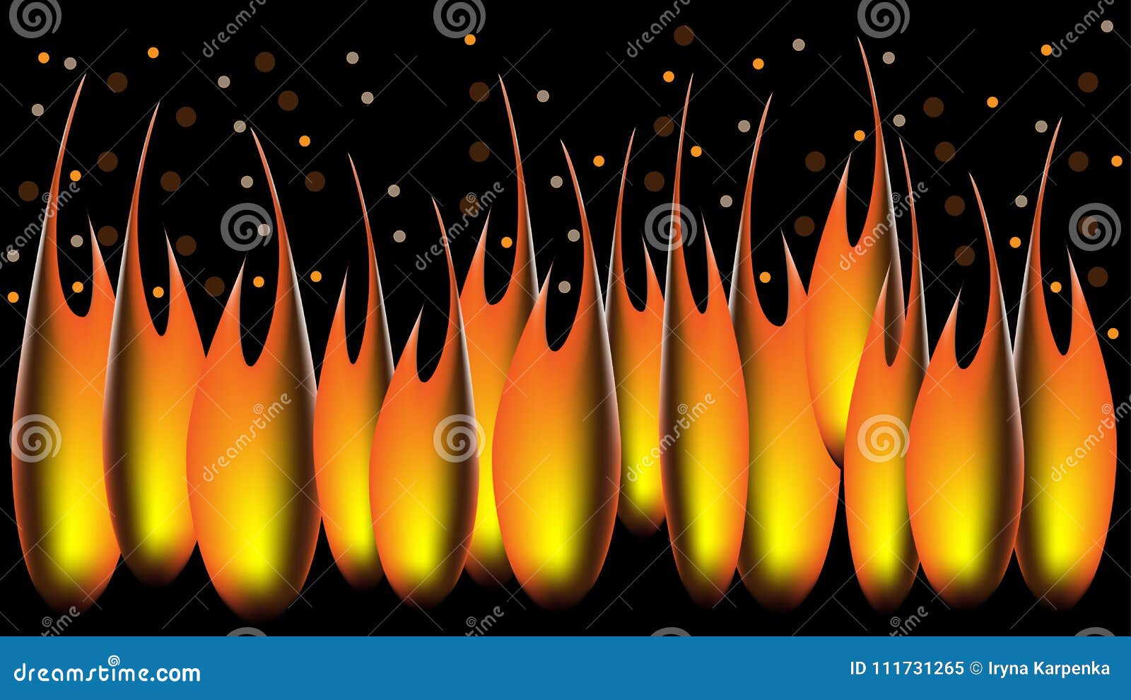 Golden Drops of Fire Falling from the Night Sky. Flames Flying Up into ...
