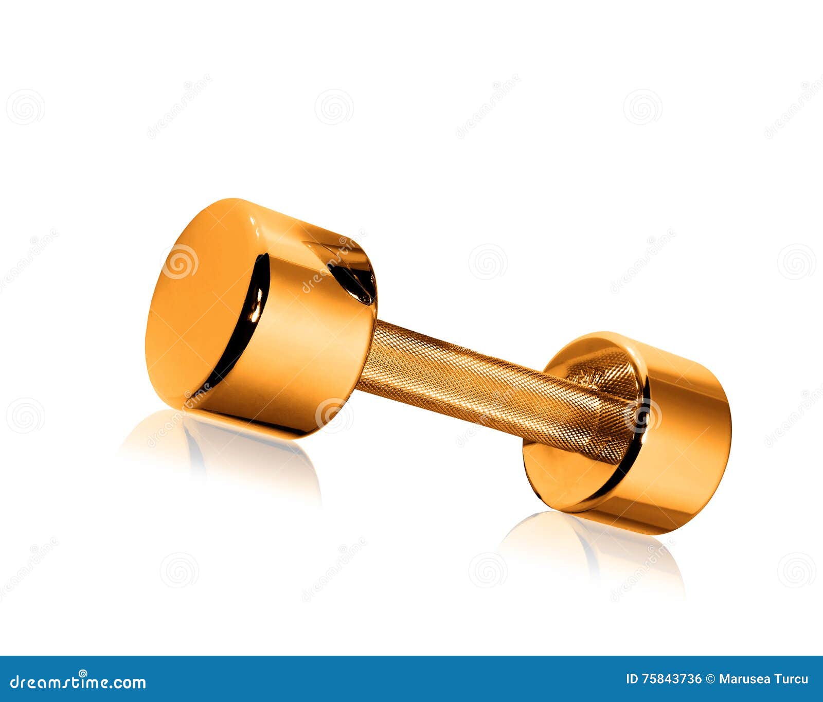 Golden dumbbell stock photo. Image of strong, sport, physical - 75843736