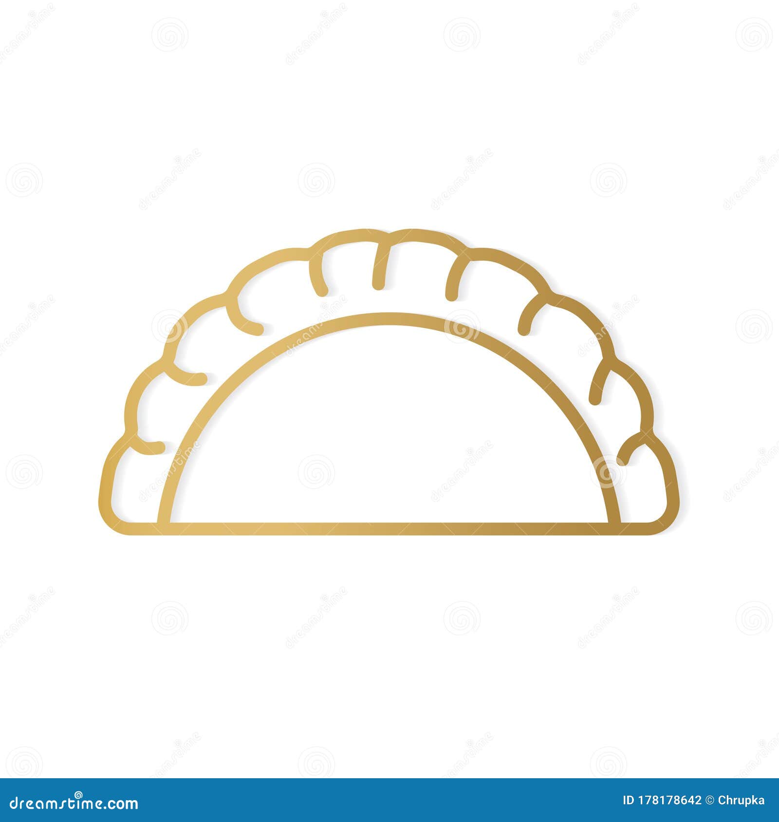 Golden dumpling icon stock vector. Illustration of plate - 178178642