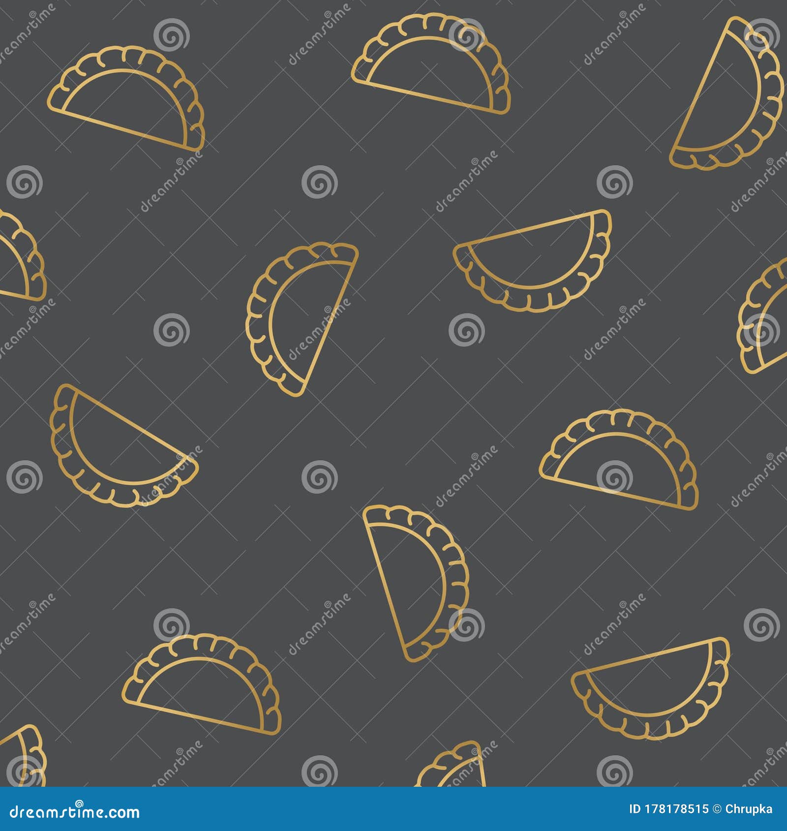 Golden dumplings pattern stock vector. Illustration of glitter - 178178515