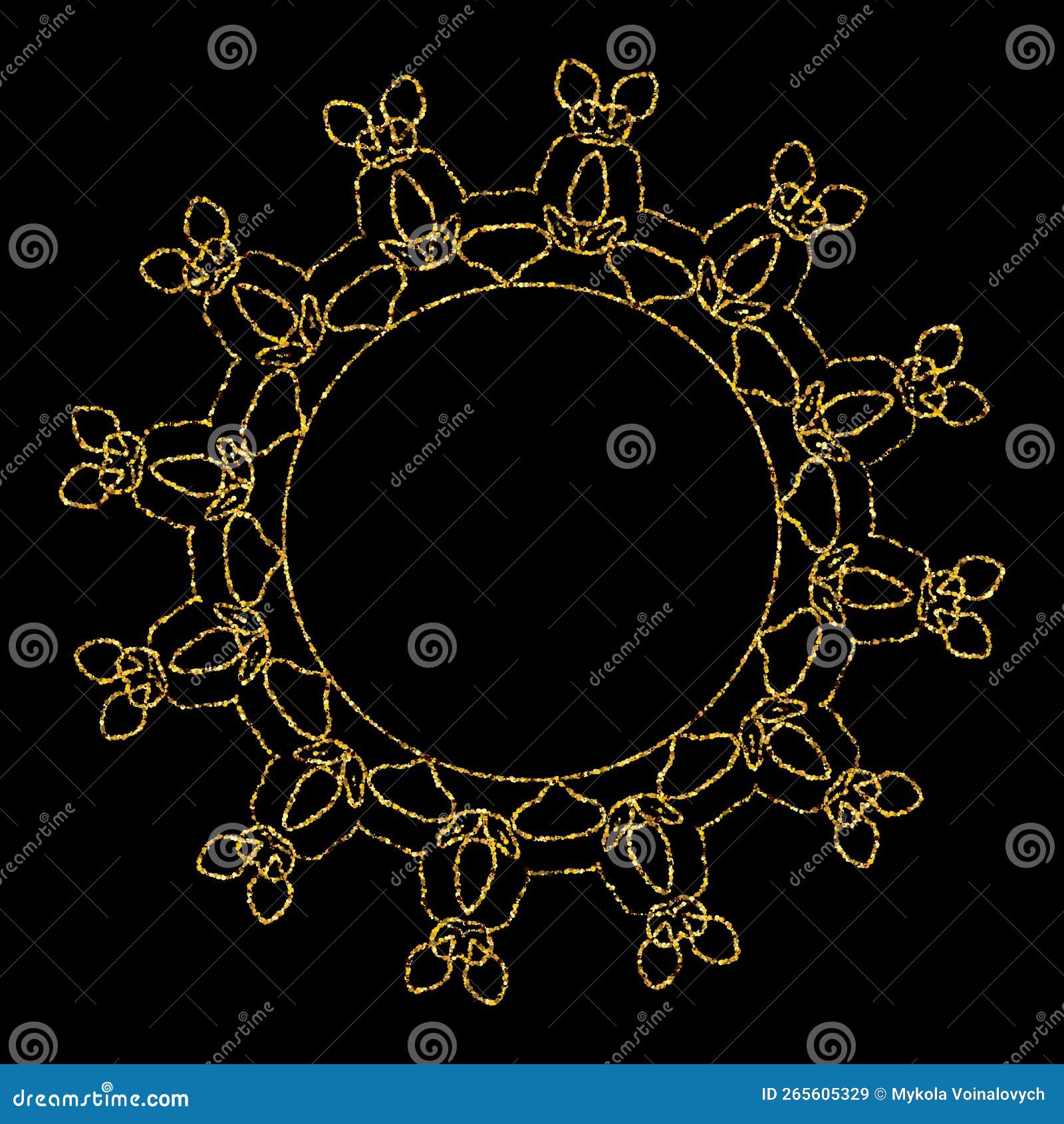 Festive Gold Vector Dust Frame with Decorative Elements, Postcard ...