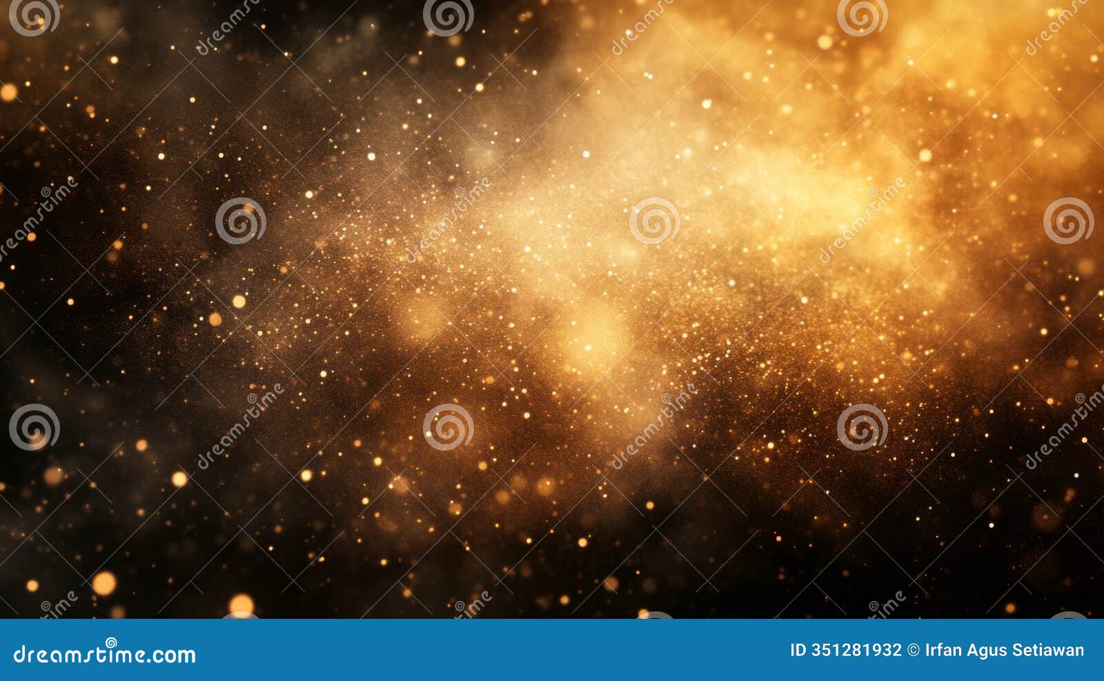 Golden Dust Particles Floating in Dark Space Stock Illustration ...