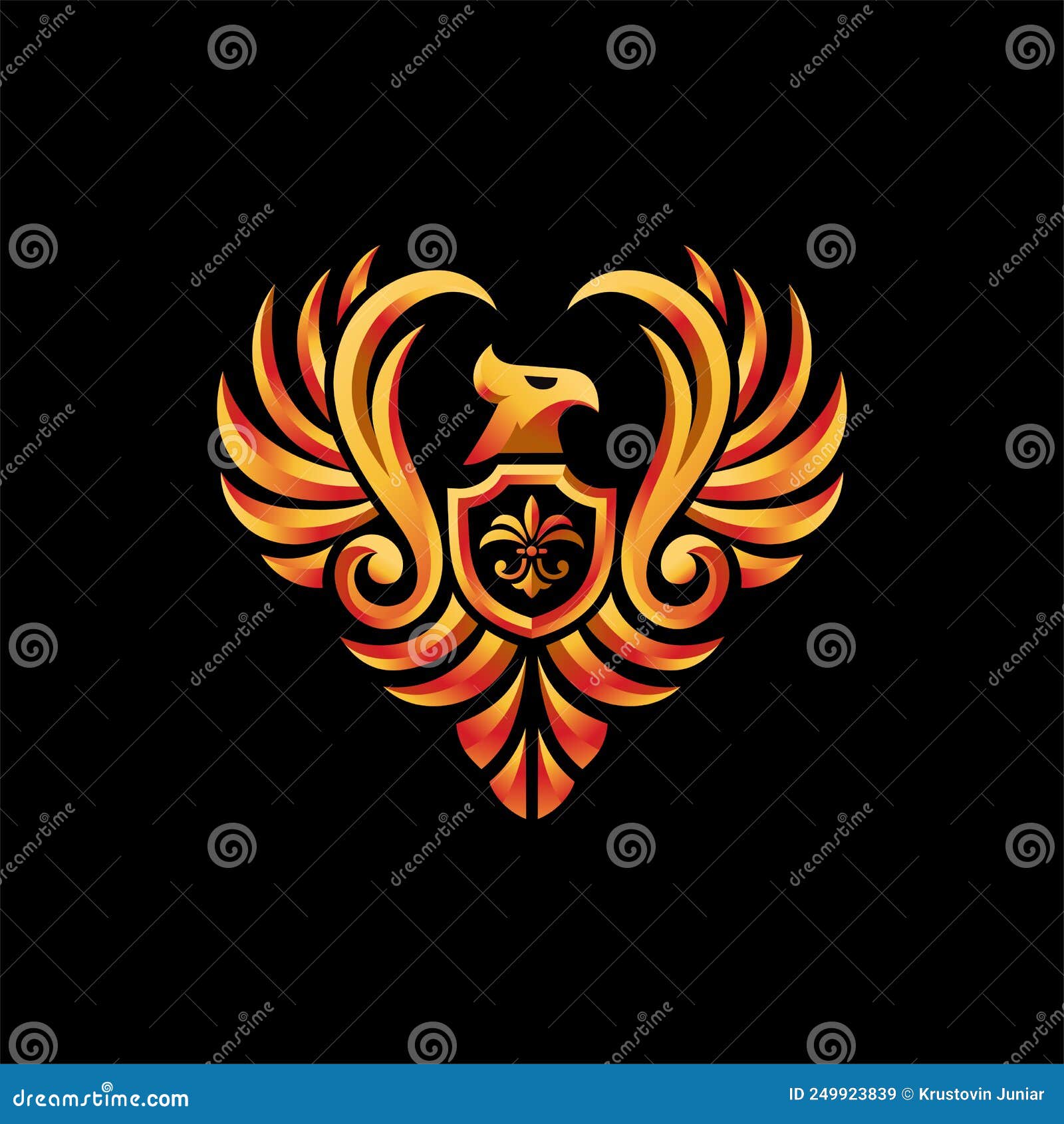 Golden Eagle or Phoenix Crest Shield Stock Vector - Illustration of ...