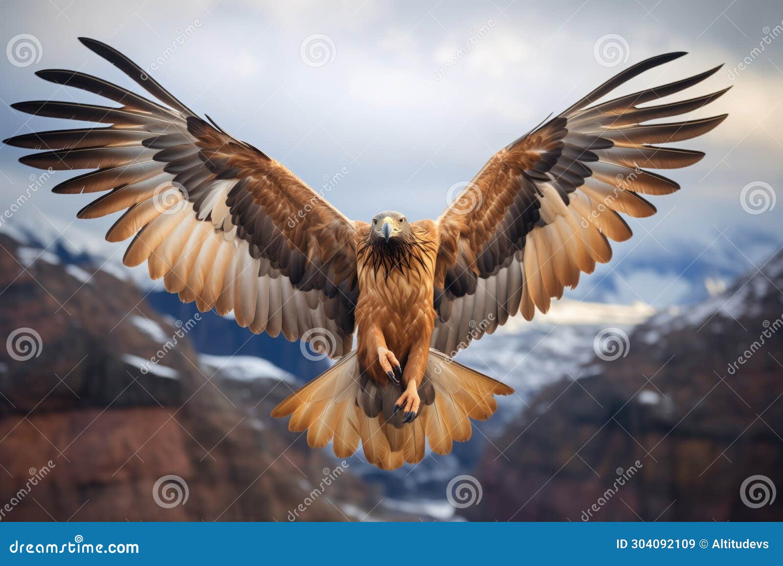 Golden Eagle with Spread Wings in Mountain Pass Stock Image - Image of bird, animal: 304092109