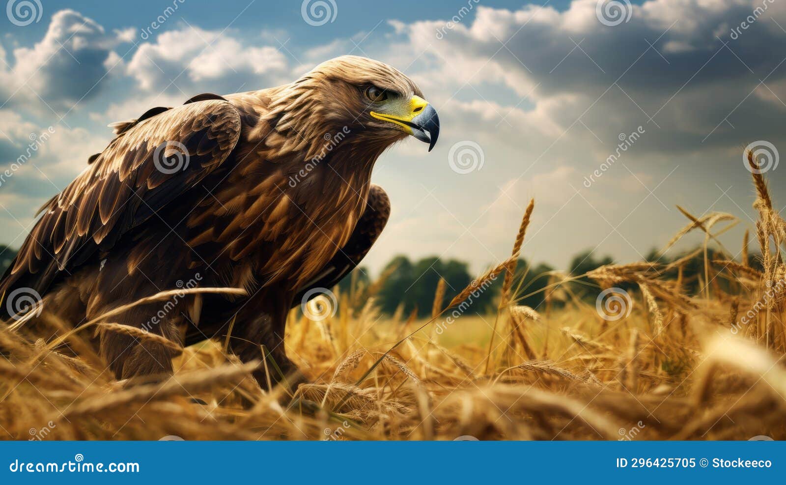 Golden Eagle in Wheat Field: Photorealistic Representation of a ...