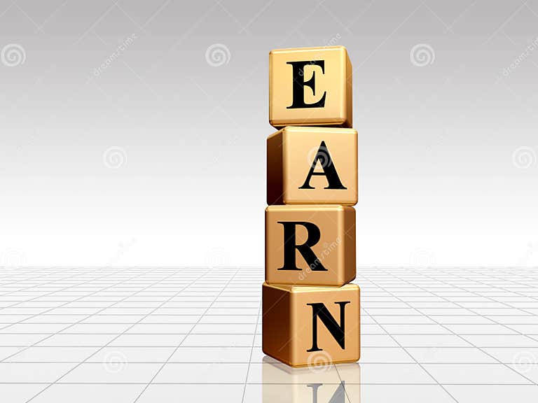 Golden Earn with Reflection Stock Illustration - Illustration of ...