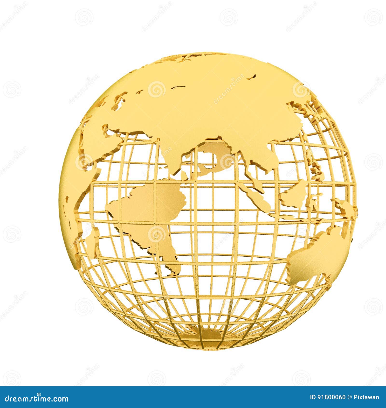 Golden Earth Planet 3D Globe Isolated Stock Illustration - Illustration ...