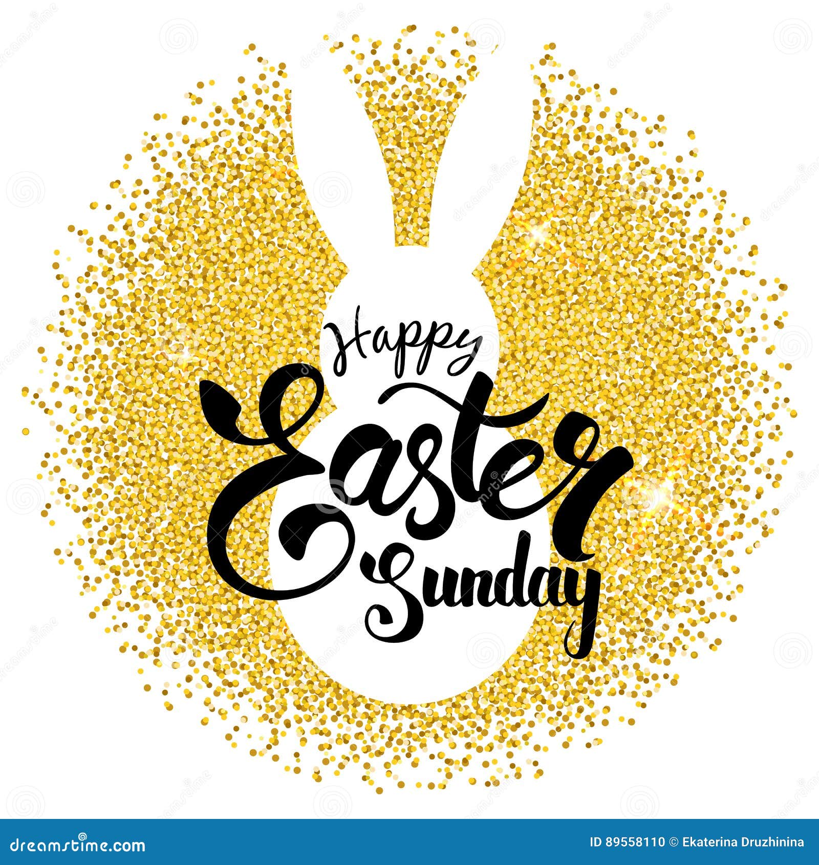 Golden Easter Bunny stock vector. Illustration of dandelion - 89558110