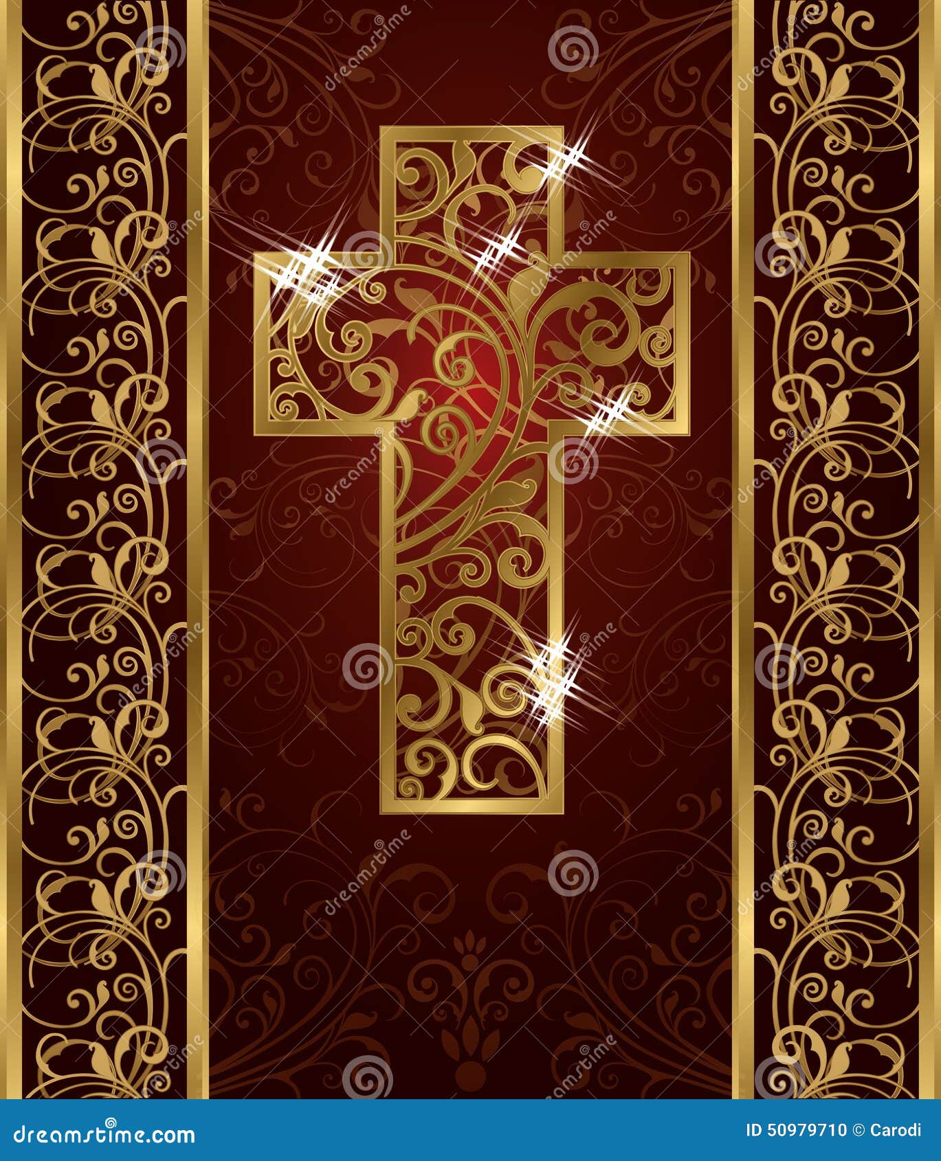 Golden Easter Cross, Invitation Card Stock Vector - Illustration of ...