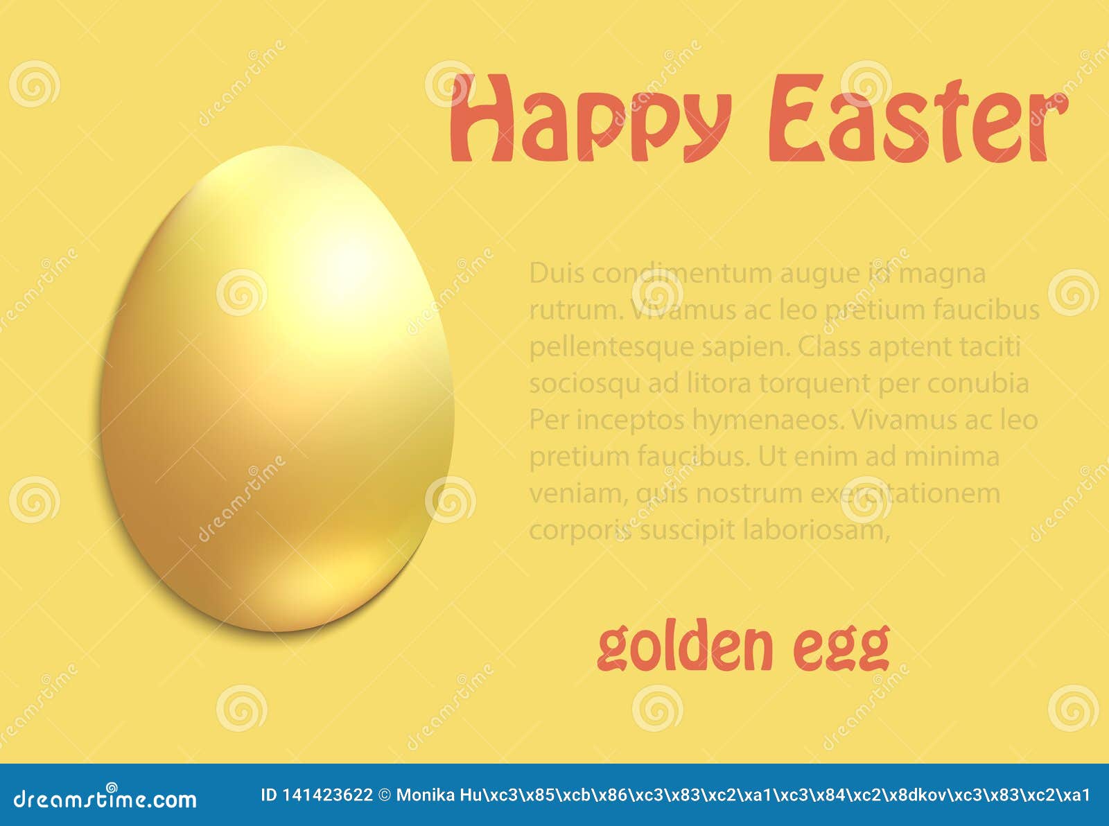Golden Easter Egg Greeting Card Congratulations Stock Vector ...