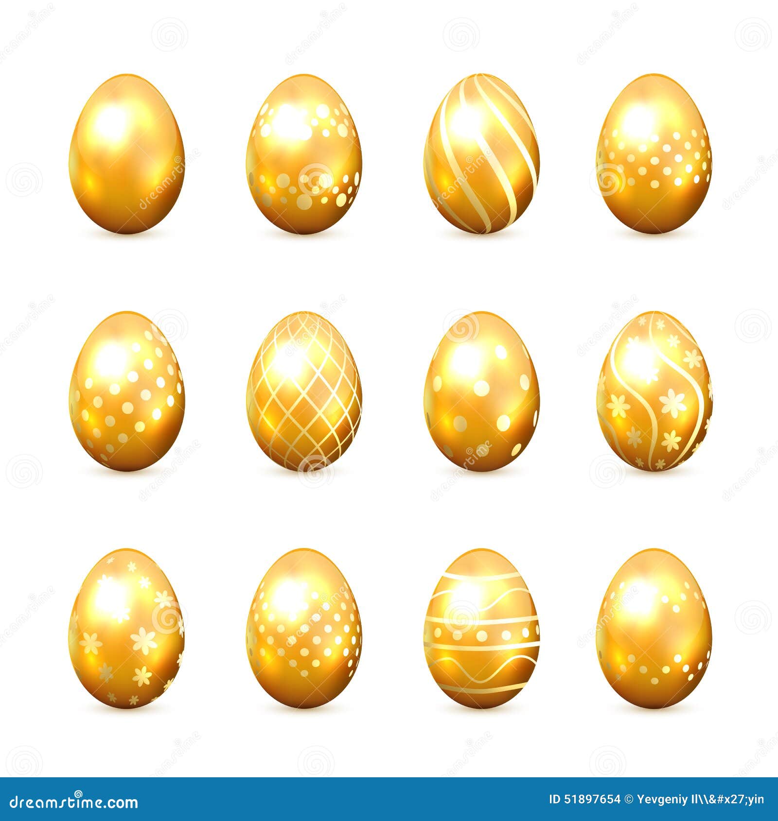 Golden Easter eggs stock vector. Illustration of vector - 51897654