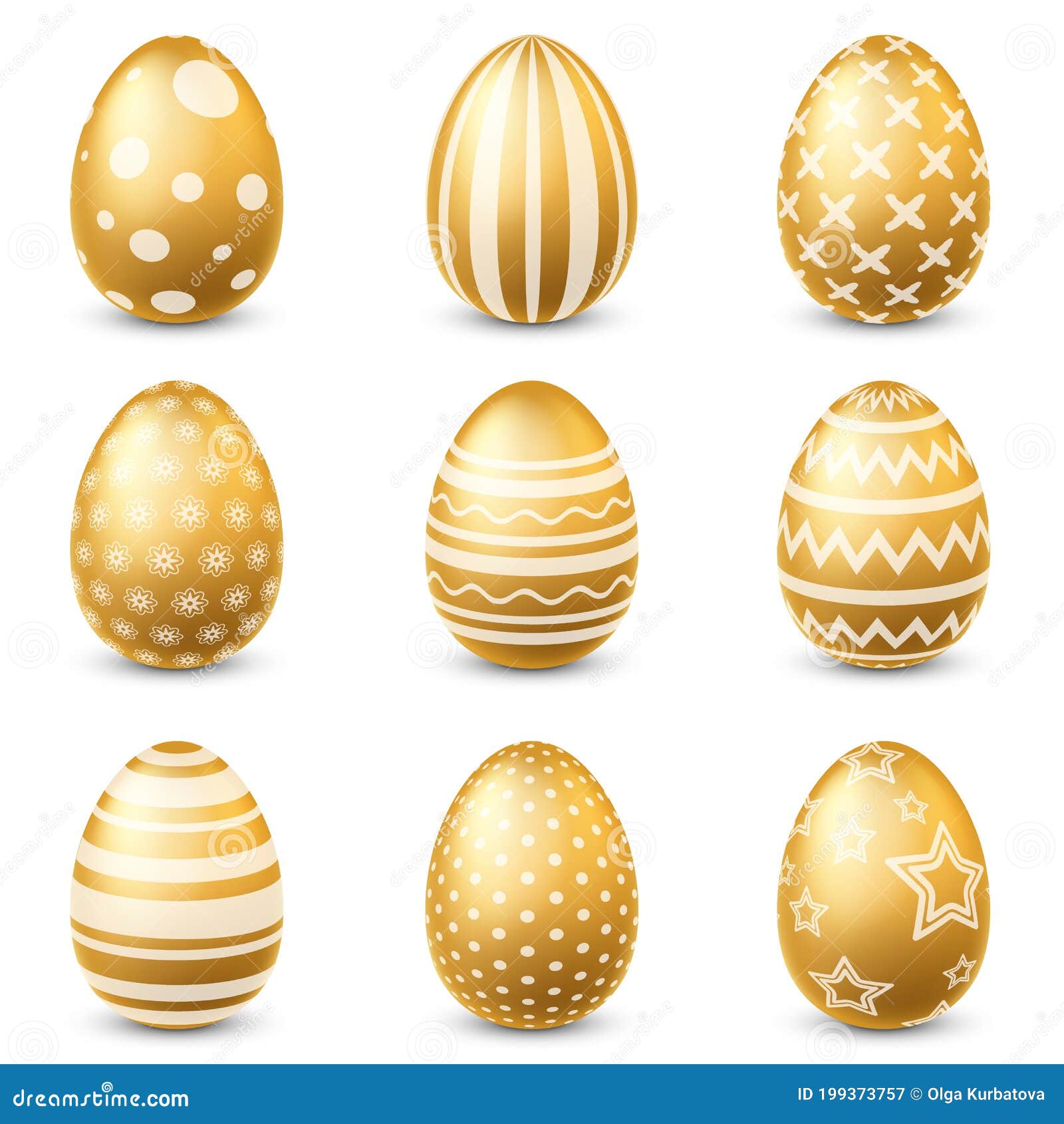 Golden Easter Eggs. Traditional Festive Gold Egg with Ornamental ...