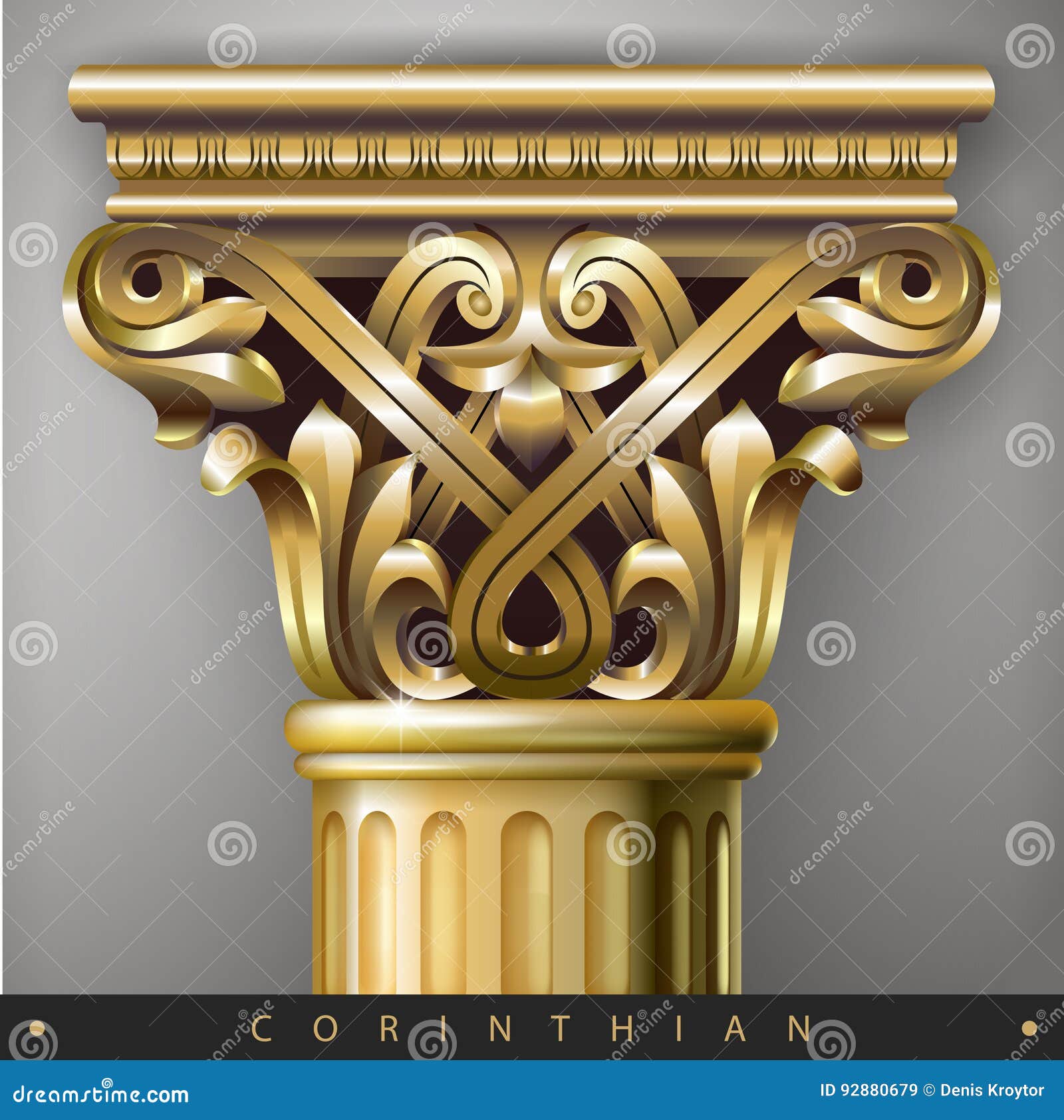 Golden Eastern Column stock illustration. Illustration of asia - 92880679