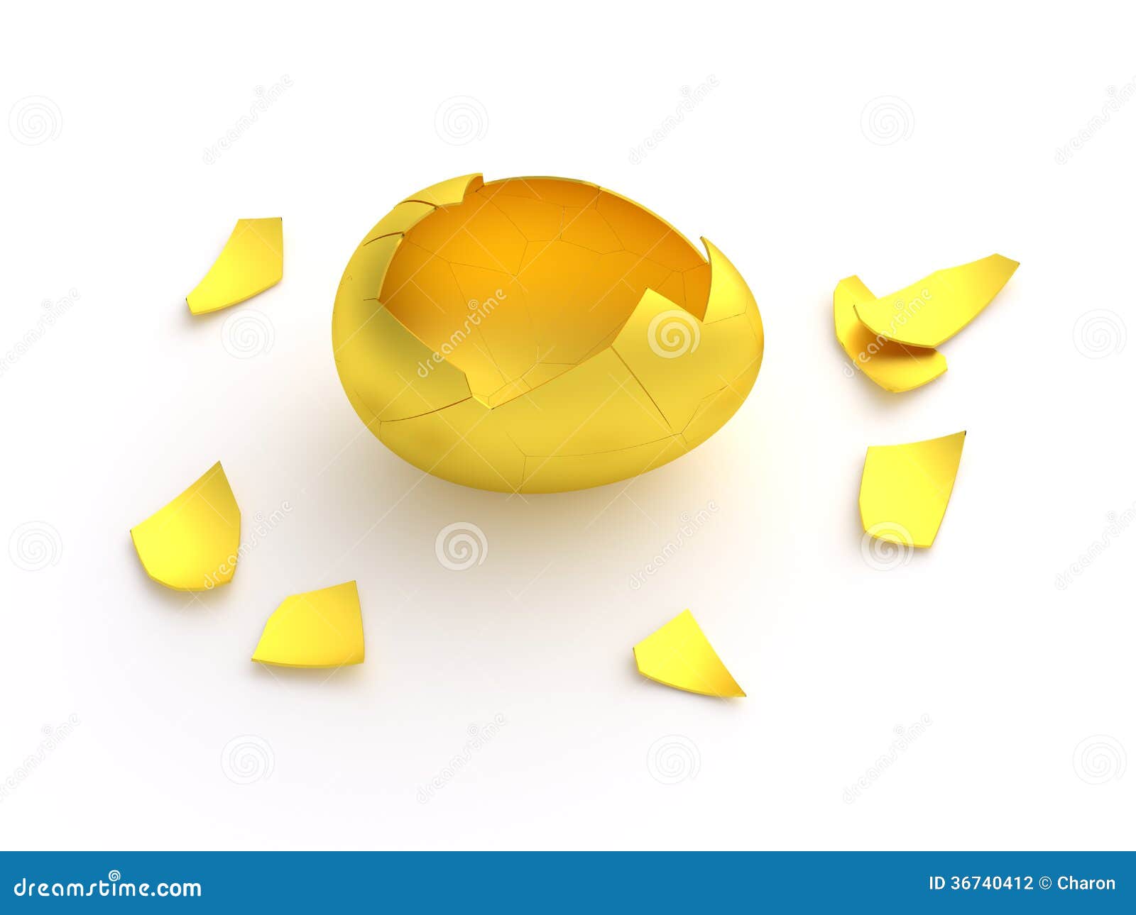 Golden Egg Crack Opened Empty Shell Stock Illustration - Illustration ...