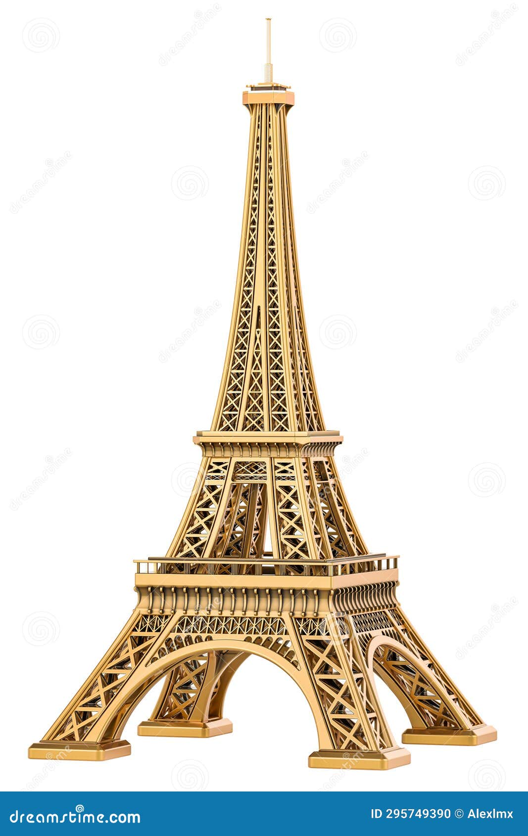 Golden Eiffel Tower. 3D Rendering Stock Illustration - Illustration of ...