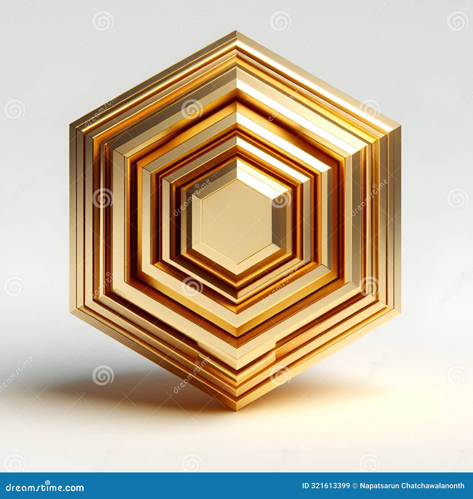 Golden Elegance: 3D Hexagonal Box in Luxurious Gold, Generative AI ...