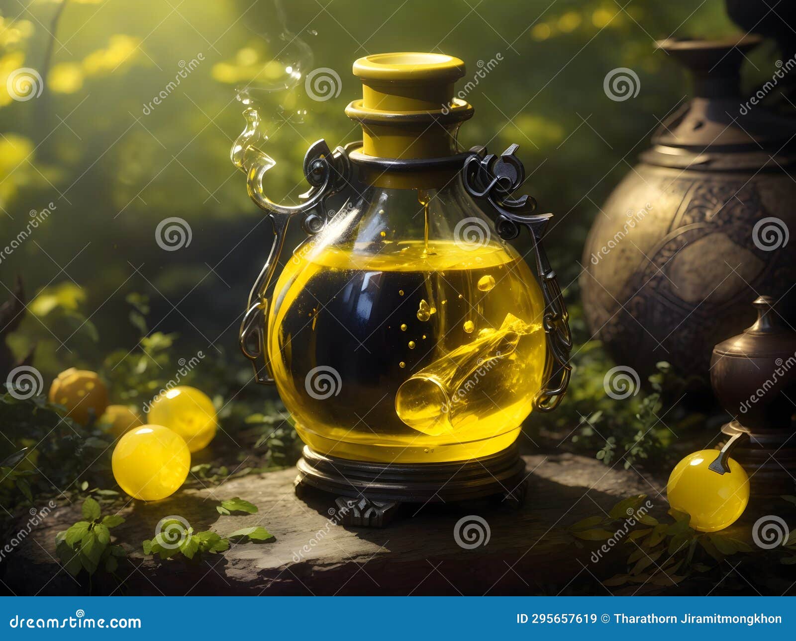 Golden Elixir: a Visual Symphony in Yellow Potion Stock Illustration ...