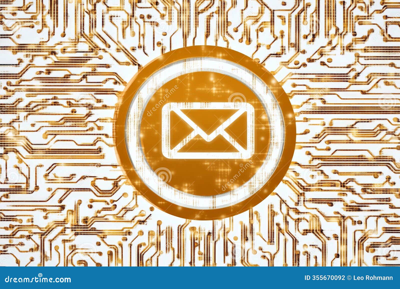 Golden Email Icon Embedded in a Circuit Board Symbolizing Advanced ...