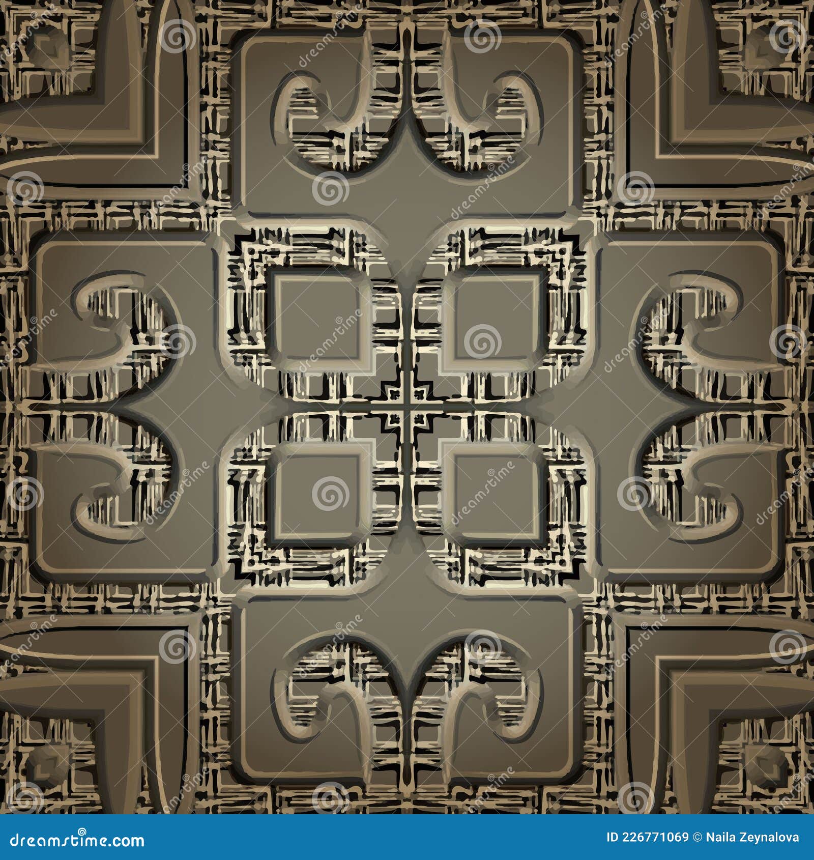 Golden Embossed 3d Vector Seamless Pattern. Floral Emboss Background ...