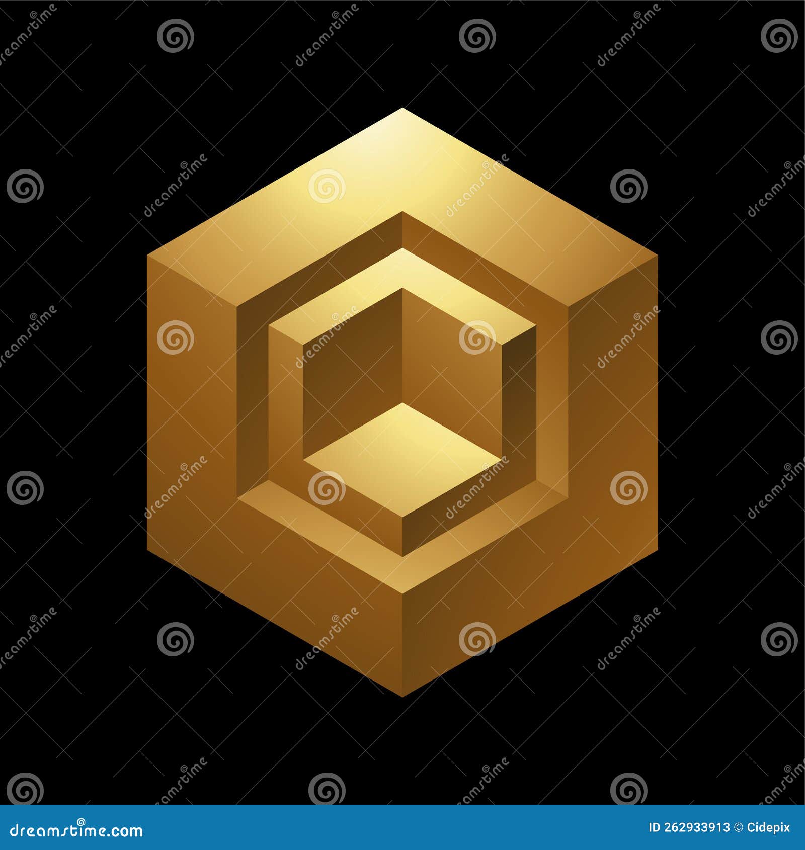 Golden Embossed Hexagonal Cube Shapes on Black Background Stock Vector ...