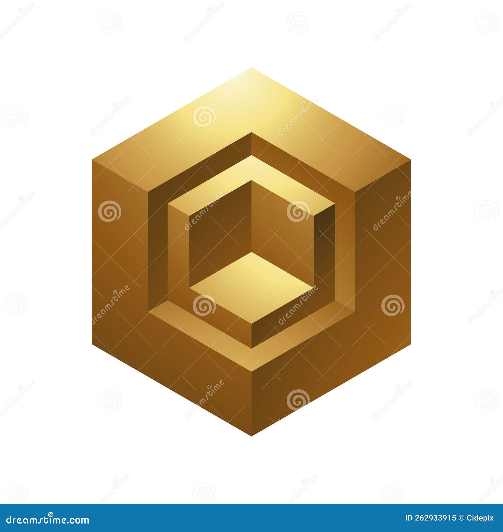 Golden Embossed Hexagonal Cube Shapes on White Background Stock Vector ...