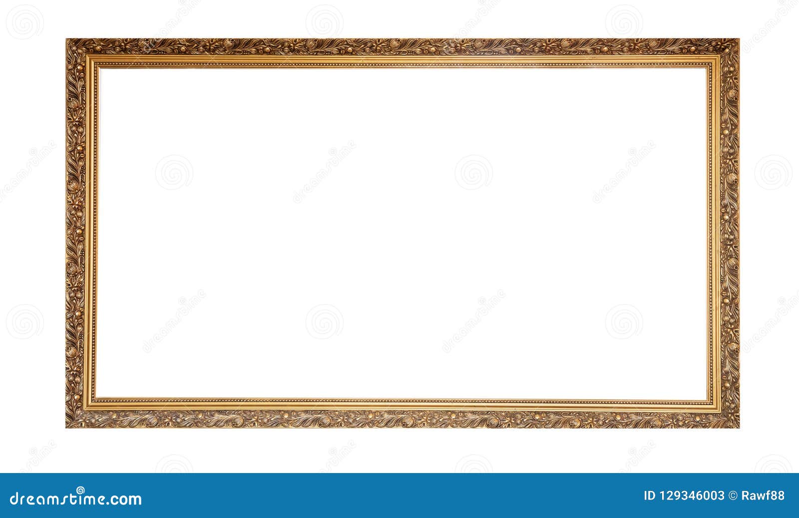 Golden Empty Frame Isolated on White Background. Copy Space Stock Image ...