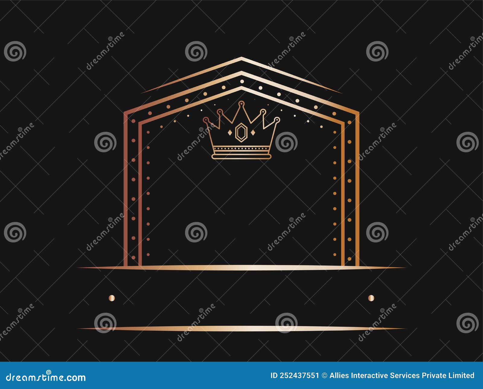 Golden Empty Frame or Label with Crown on Black Stock Illustration ...