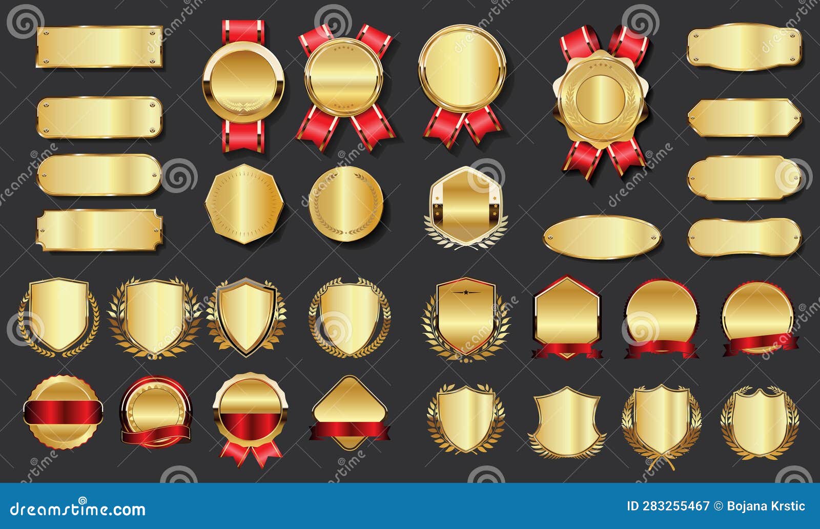 Golden Empty Labels Retro Vintage Design Vector Collection Stock Vector ...