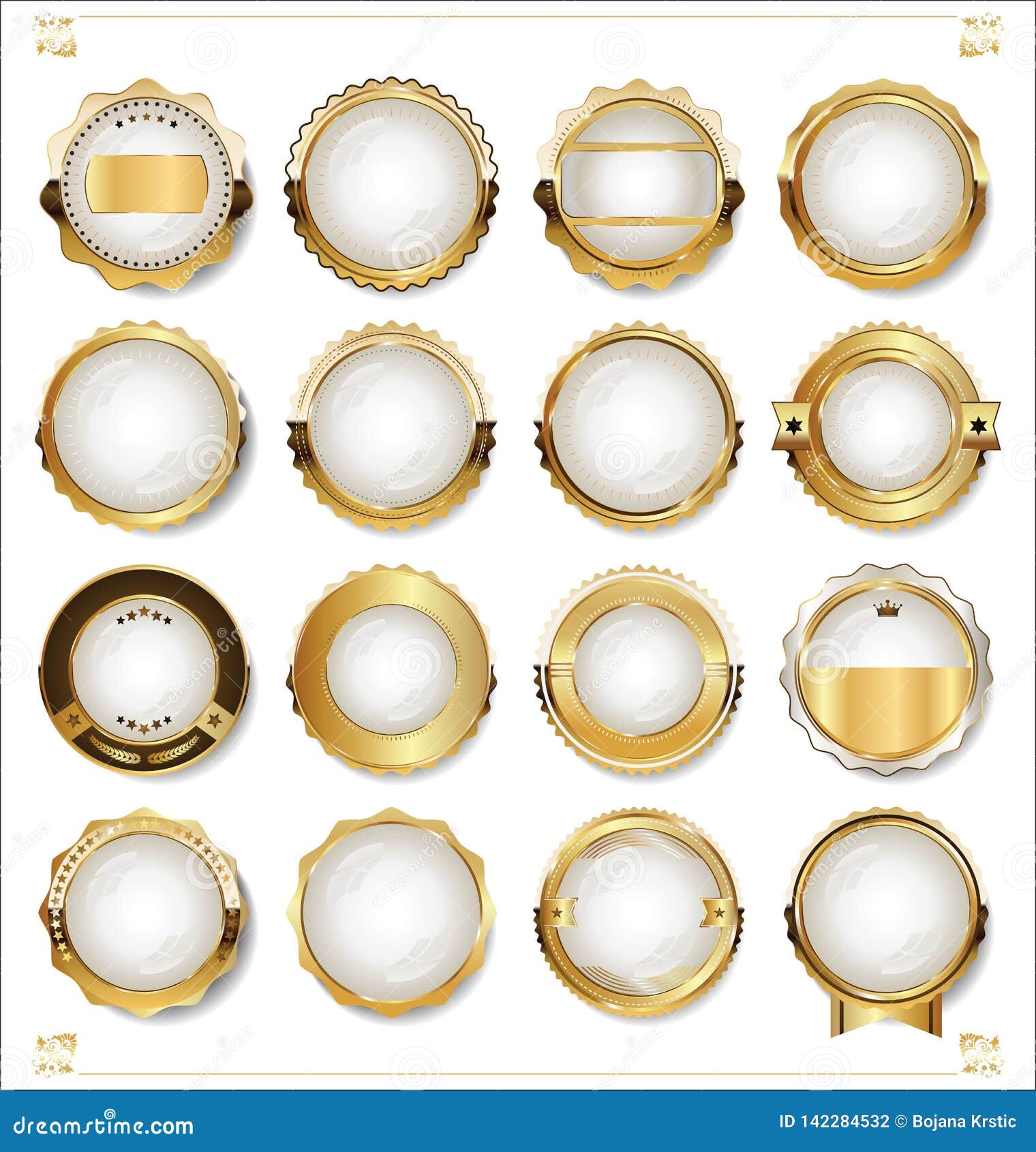 Golden Empty White Labels Retro Vintage Design Collection Stock Vector ...