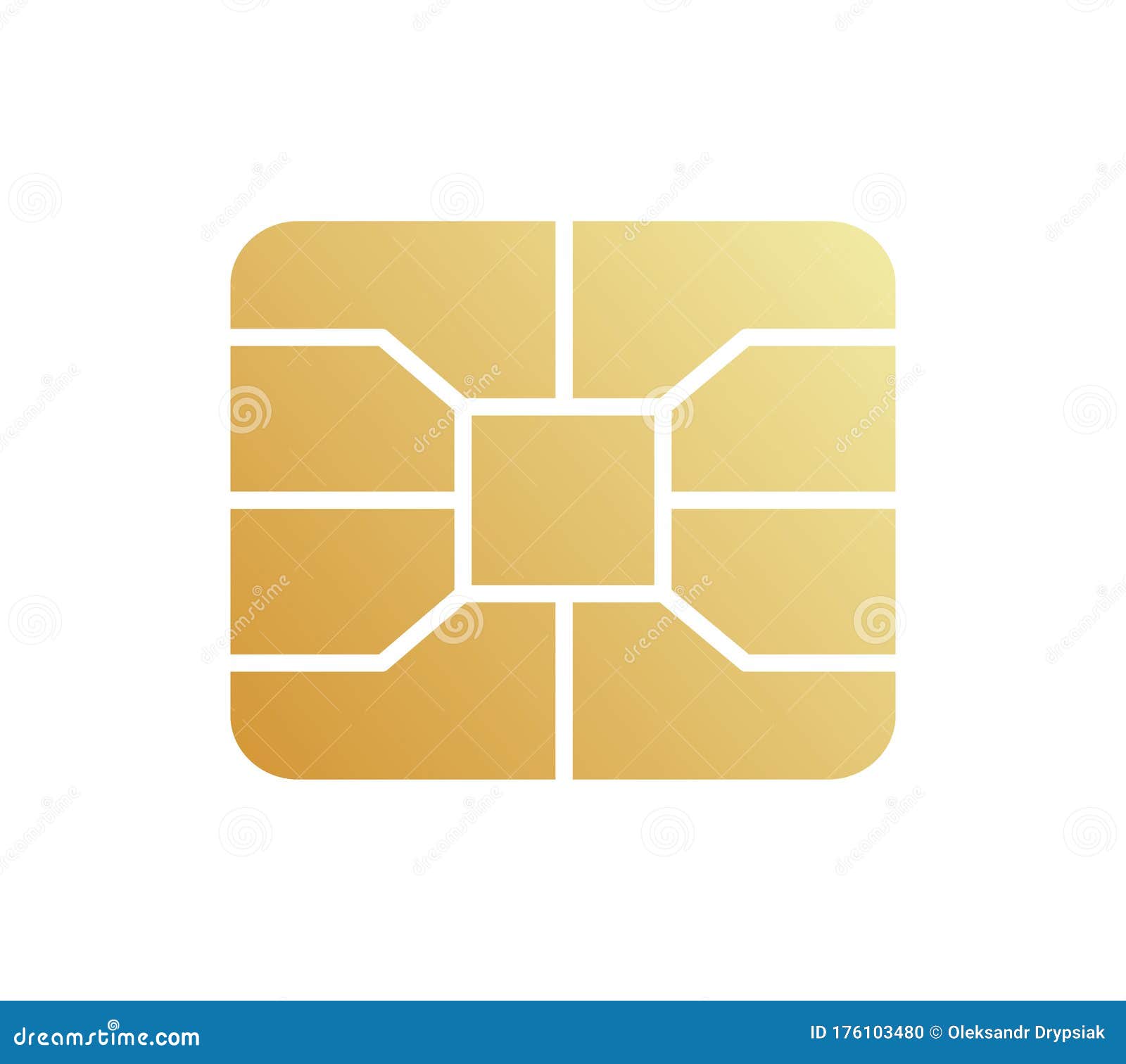 Golden EMV Chip Icon. Secure Online Banking Microchip. Stock Vector ...