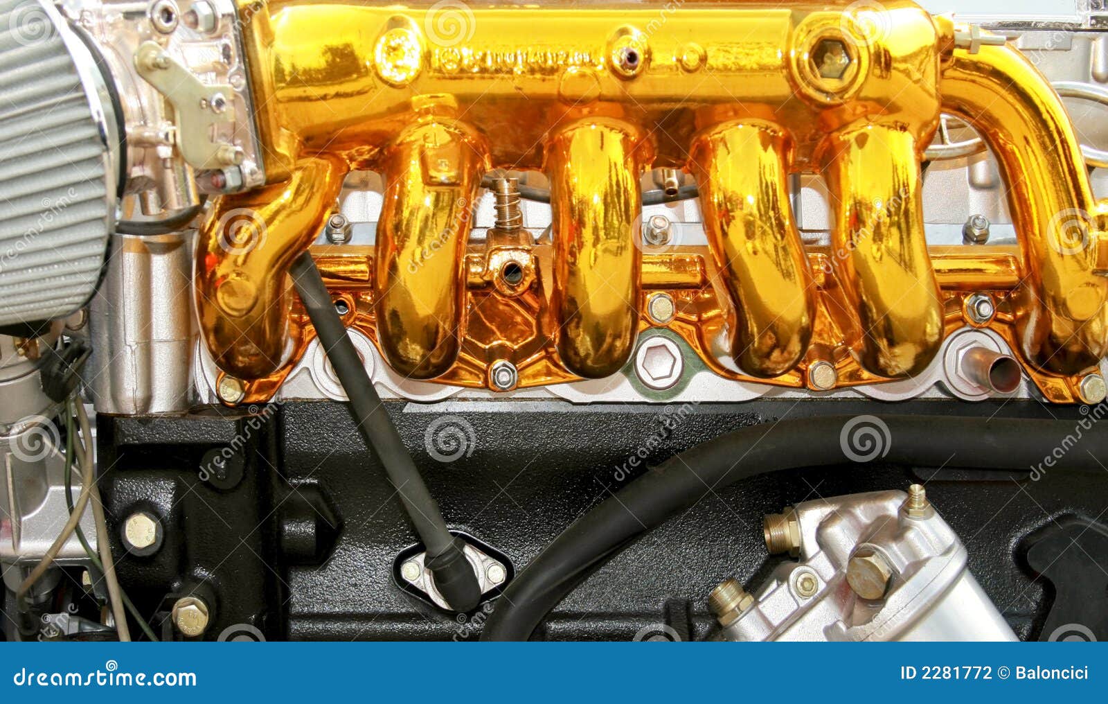 Golden engine stock photo. Image of circuit, exhaust, active - 2281772