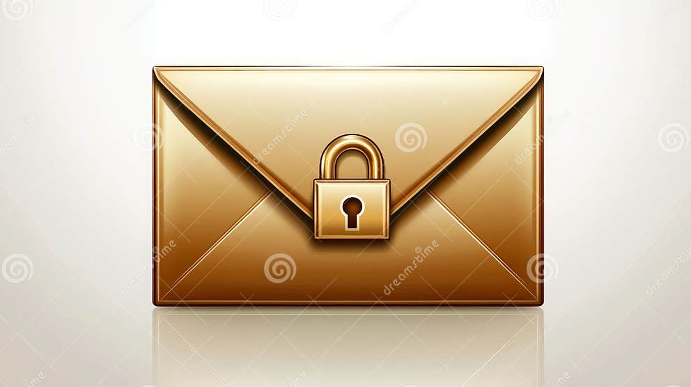 Golden Envelope with a Central Lock Symbol, Representing Secure Email ...